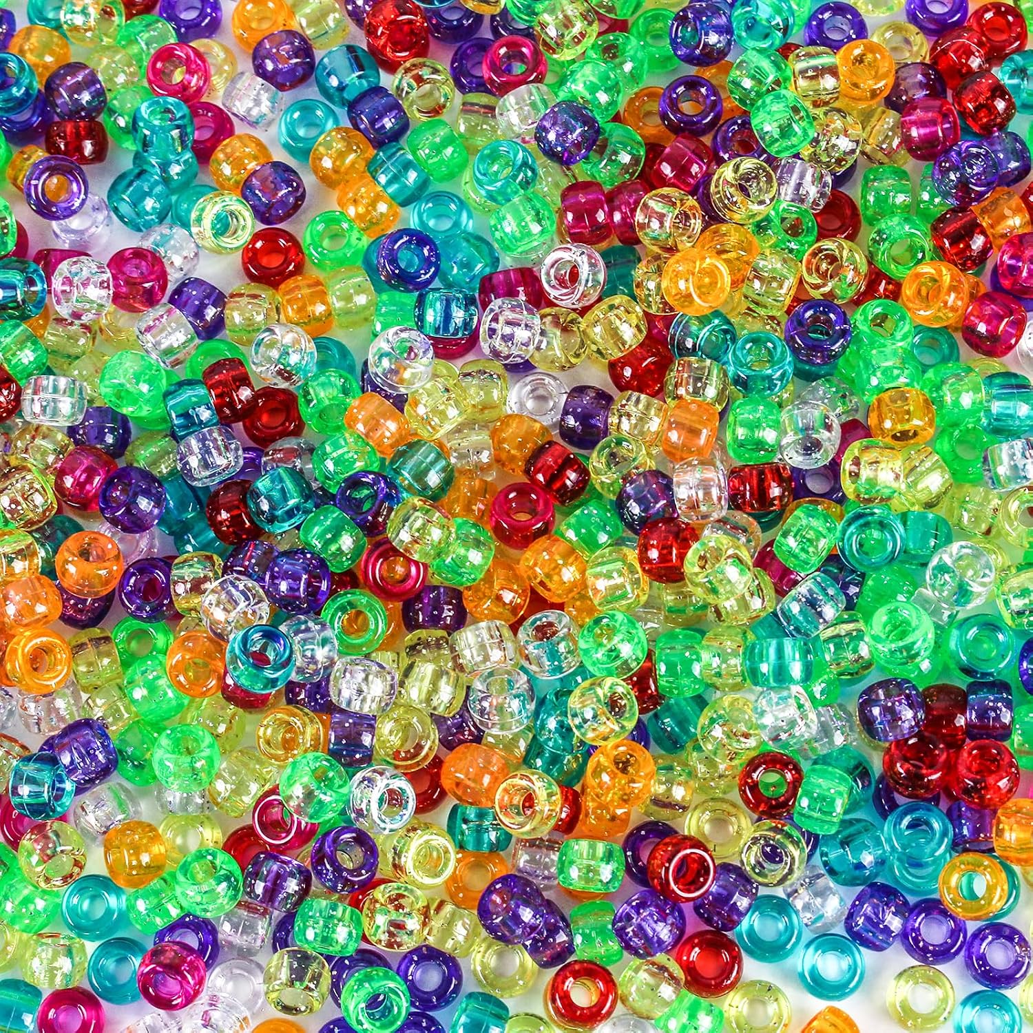 Amazon.com: Xjoviative 2000 Pcs Multi-Colored Glitter Pony Beads, 6x9mm ...