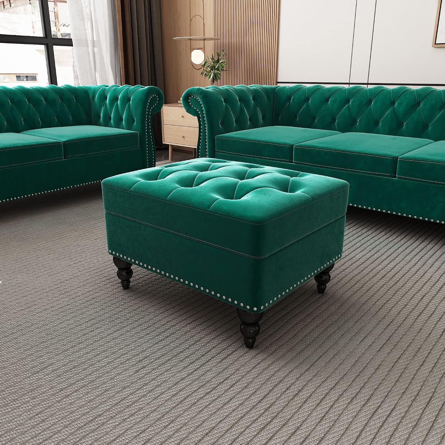 Amazon.com: ORRD Velvet Ottoman with Storage, Tufted Upholstered Sofa ...