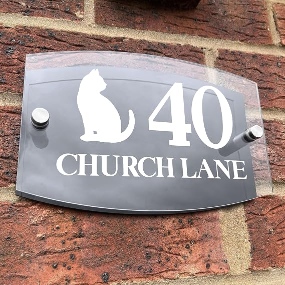 Red Ocean Cat Theme House Sign Plaques Door Number 1-9999 Personalised ...