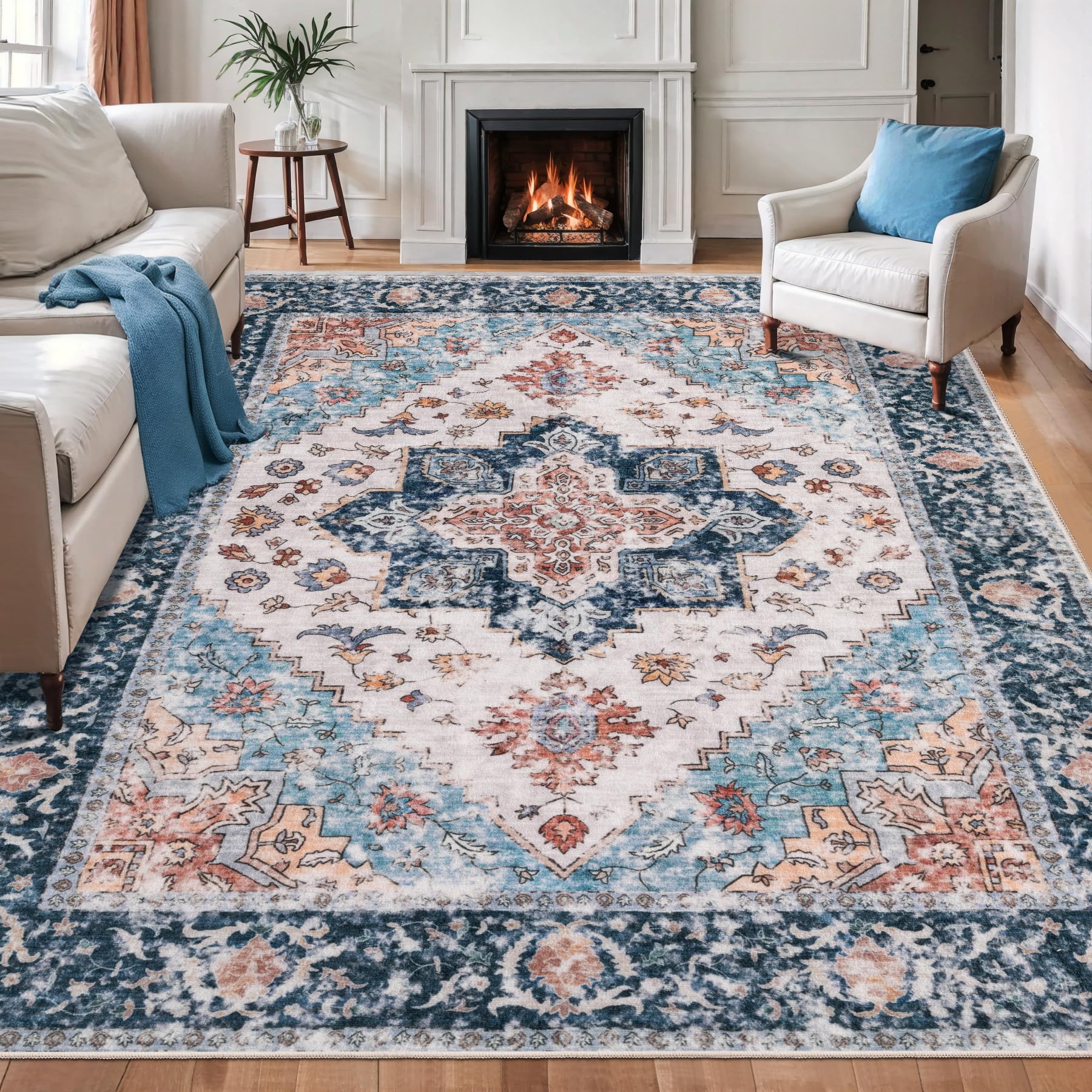 Amazon.com: SERISSA Boho 8x10 Area Rugs, Washable Vintage Large Living ...