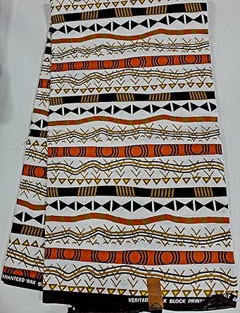 Amazon.com: Angola Design African Guaranteed Wax Block Prints Fabric ...