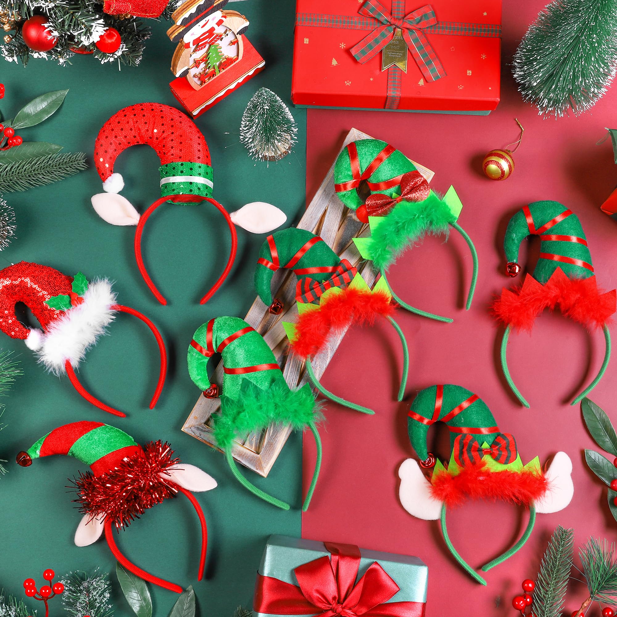 Snapklik.com : 8 Pack Christmas Headbands Cute Elf Hat Costume Headwear ...
