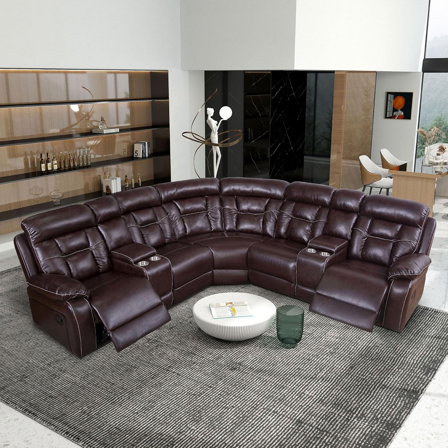 Amazon.com: KEIKI 198" L-Shaped Oversized PU Leather Sectional ...