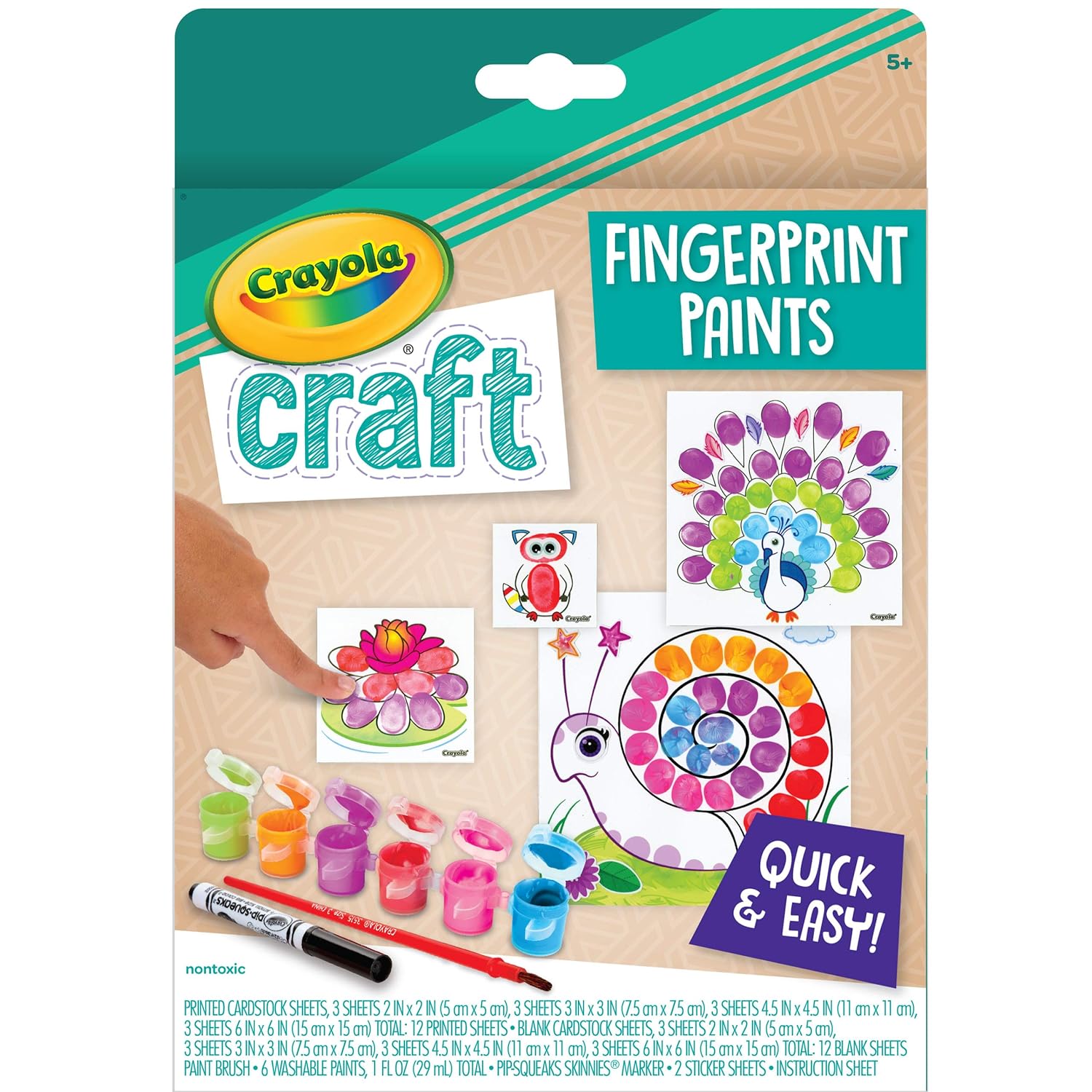 Buy Crayola Craft Fingerprint Paint Set with Templates, Paint Set for ...