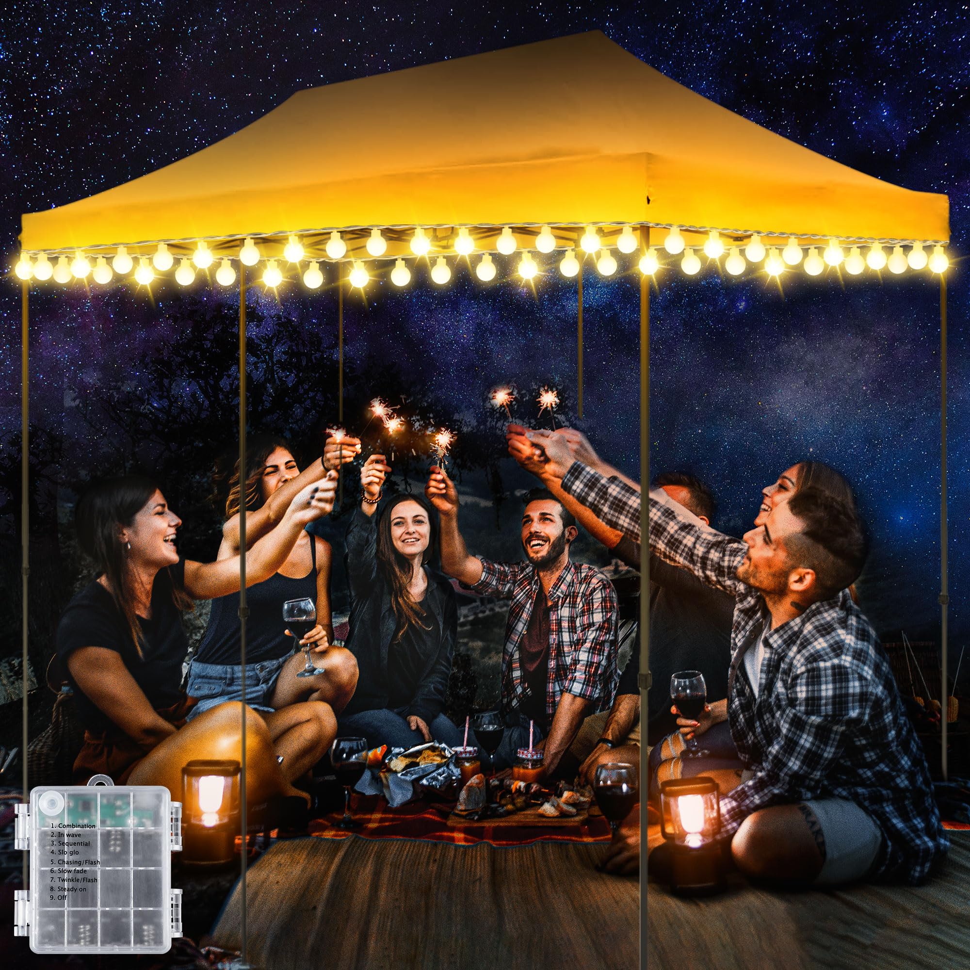 Snapklik.com : Hohean 1 Pack Canopy Tent Lights, 59ft 120LEDs Canopy ...