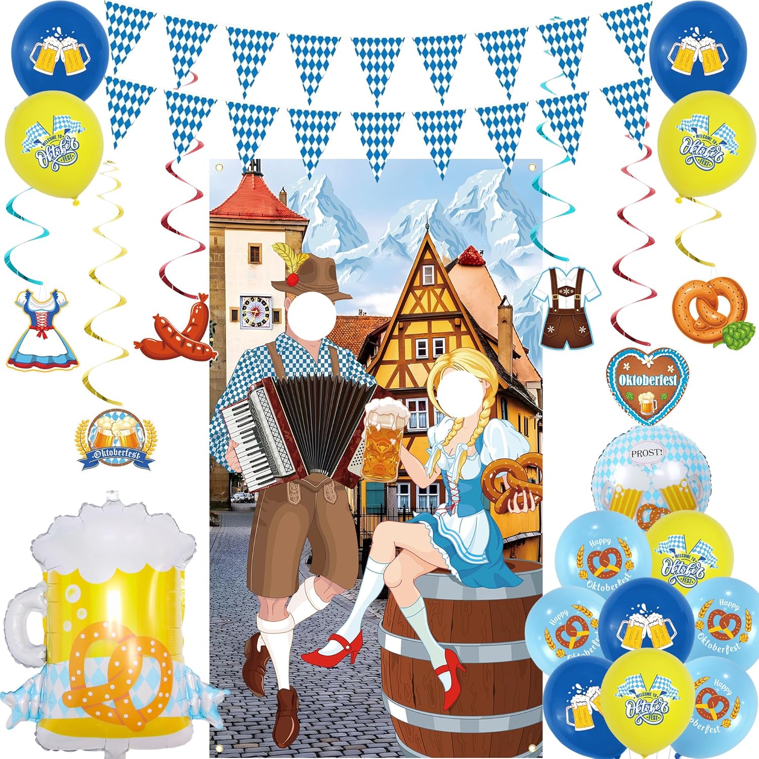 Amazon.com: Vlipoeasn Oktoberfest Photo Prop Backdrop 23Pcs Accessories ...