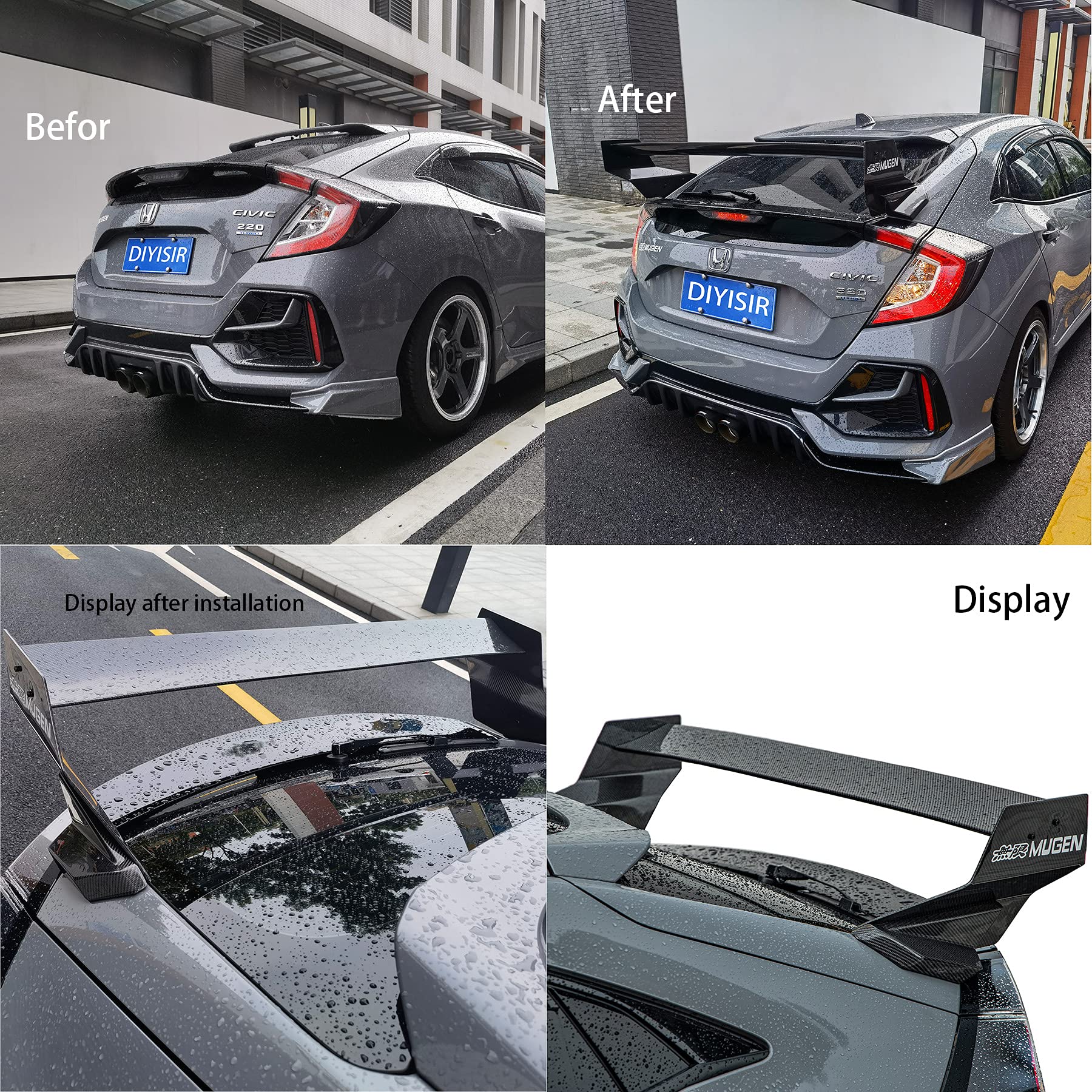 DIYISIR for Honda Civic 10th Spoiler Hatchback Civic 2016-2021FK4 FK7 ...