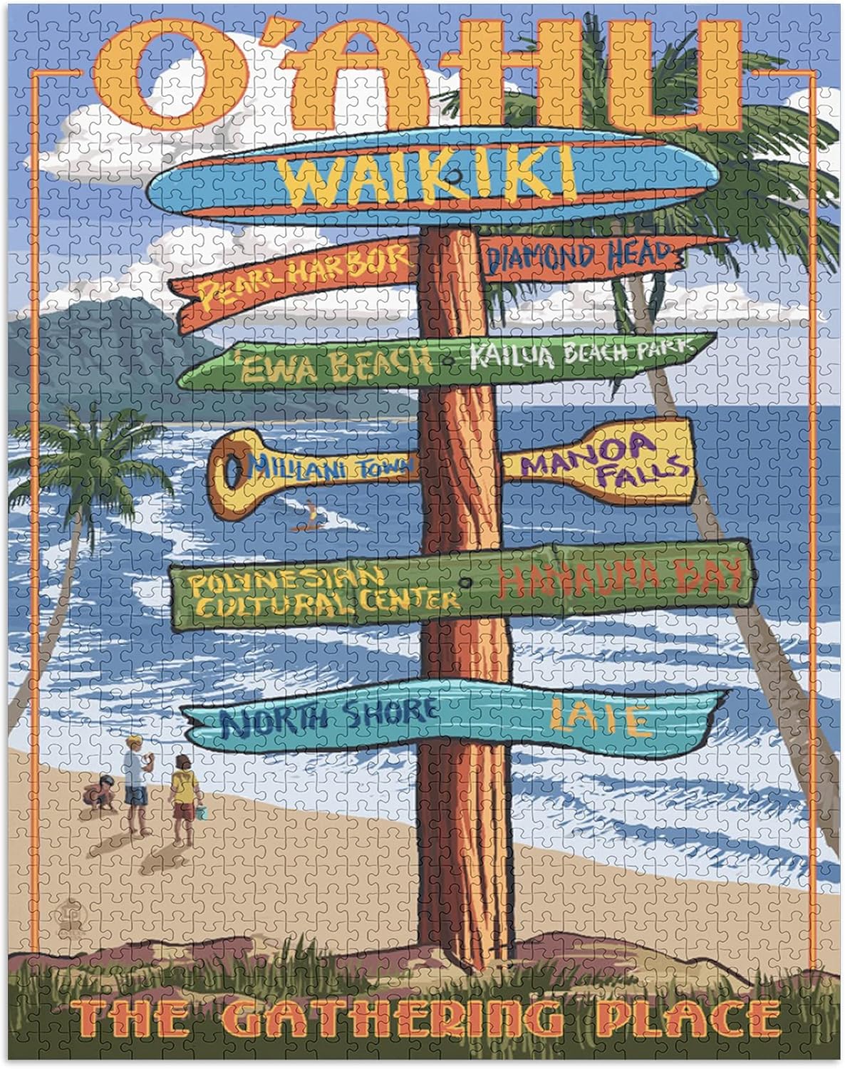 Amazon.com: Oahu, Hawaii, Signpost (1000 Piece Premium Puzzle, Made in ...