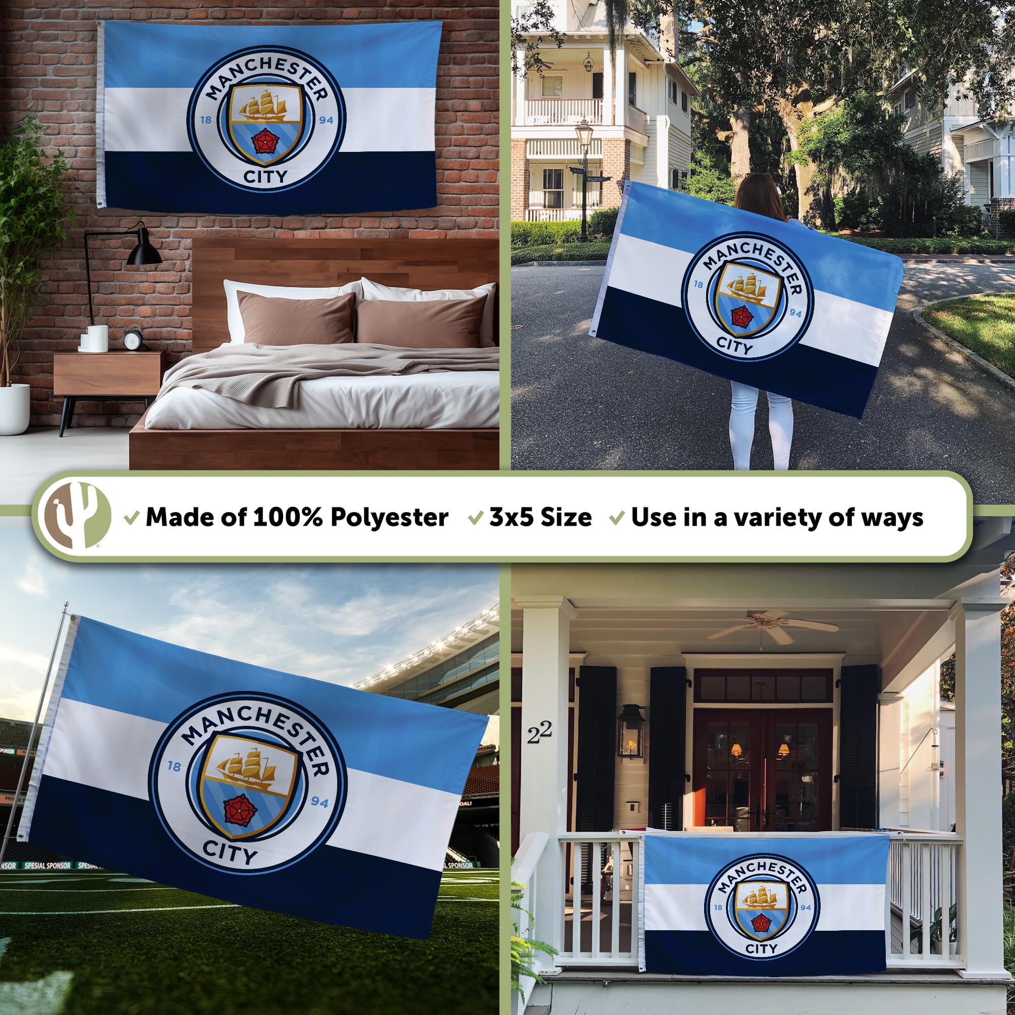 Man City Soccer Flag 3x5 Feet Manchester City Flag 3x5 Feet - Official ...