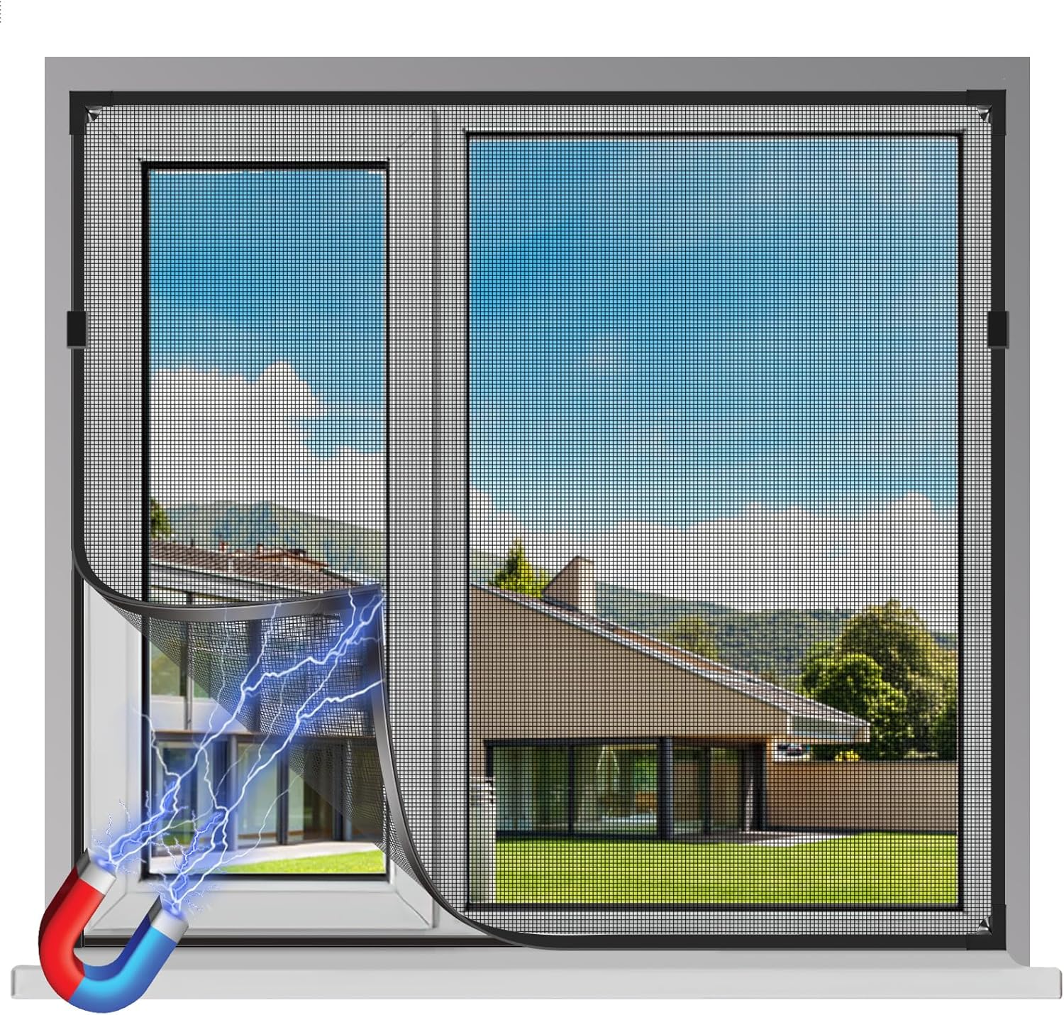 Magnetic Window Screen Adjustable DIY Fiberglass Window Net Screens ...