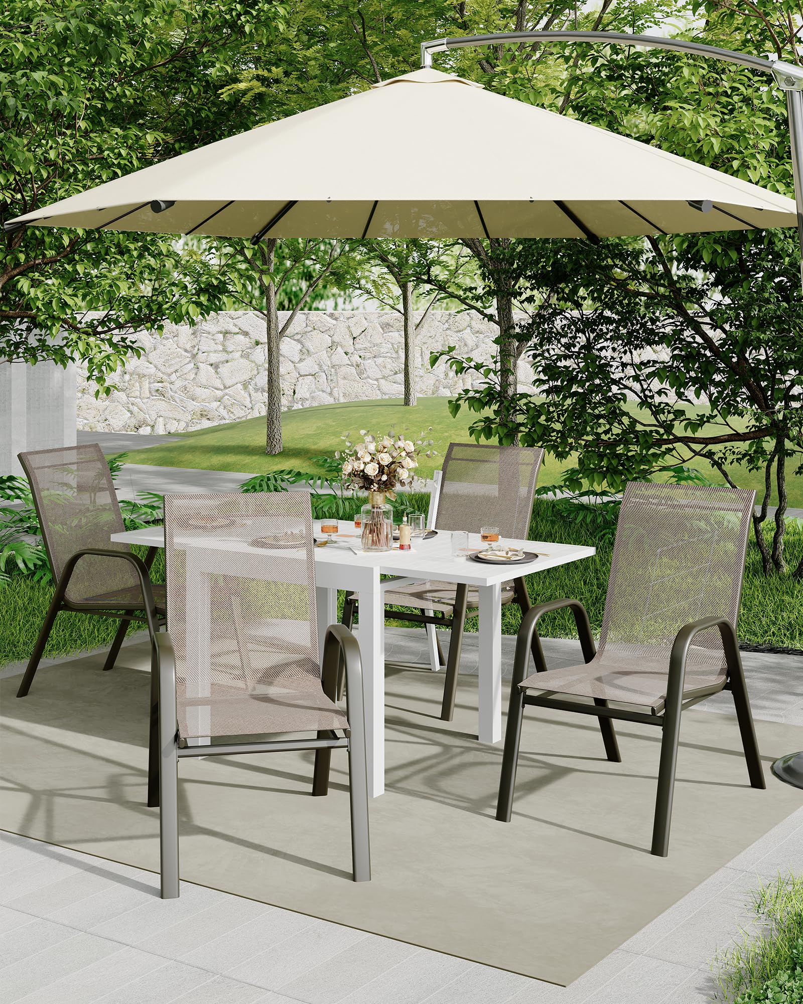 Snapklik.com : DEXSO Patio Chairs Set Of 4, Stackable & Lightweight ...