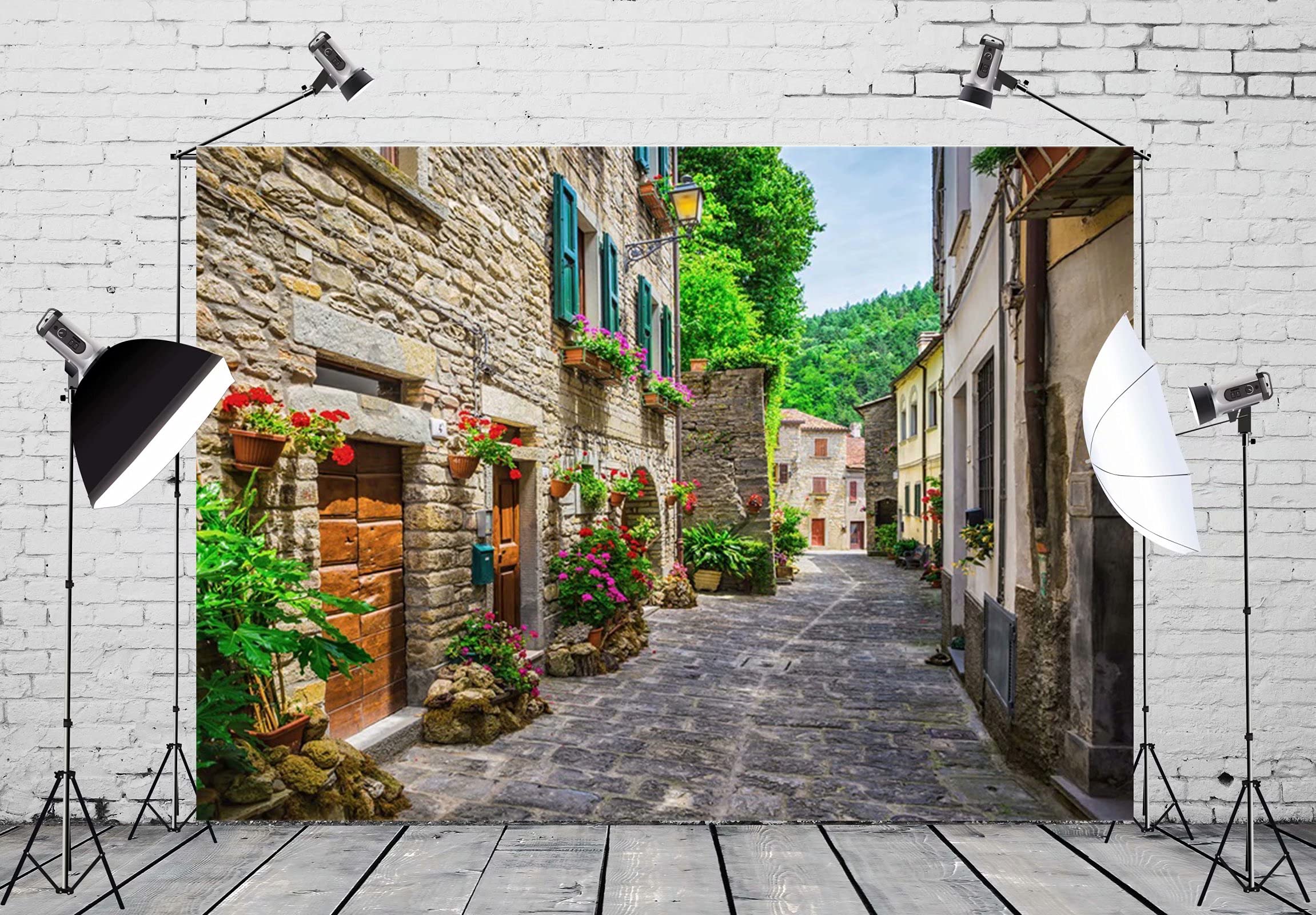 Buy Fabric 8x6ft Street Backdrop Italian Themed Party Decorations ...