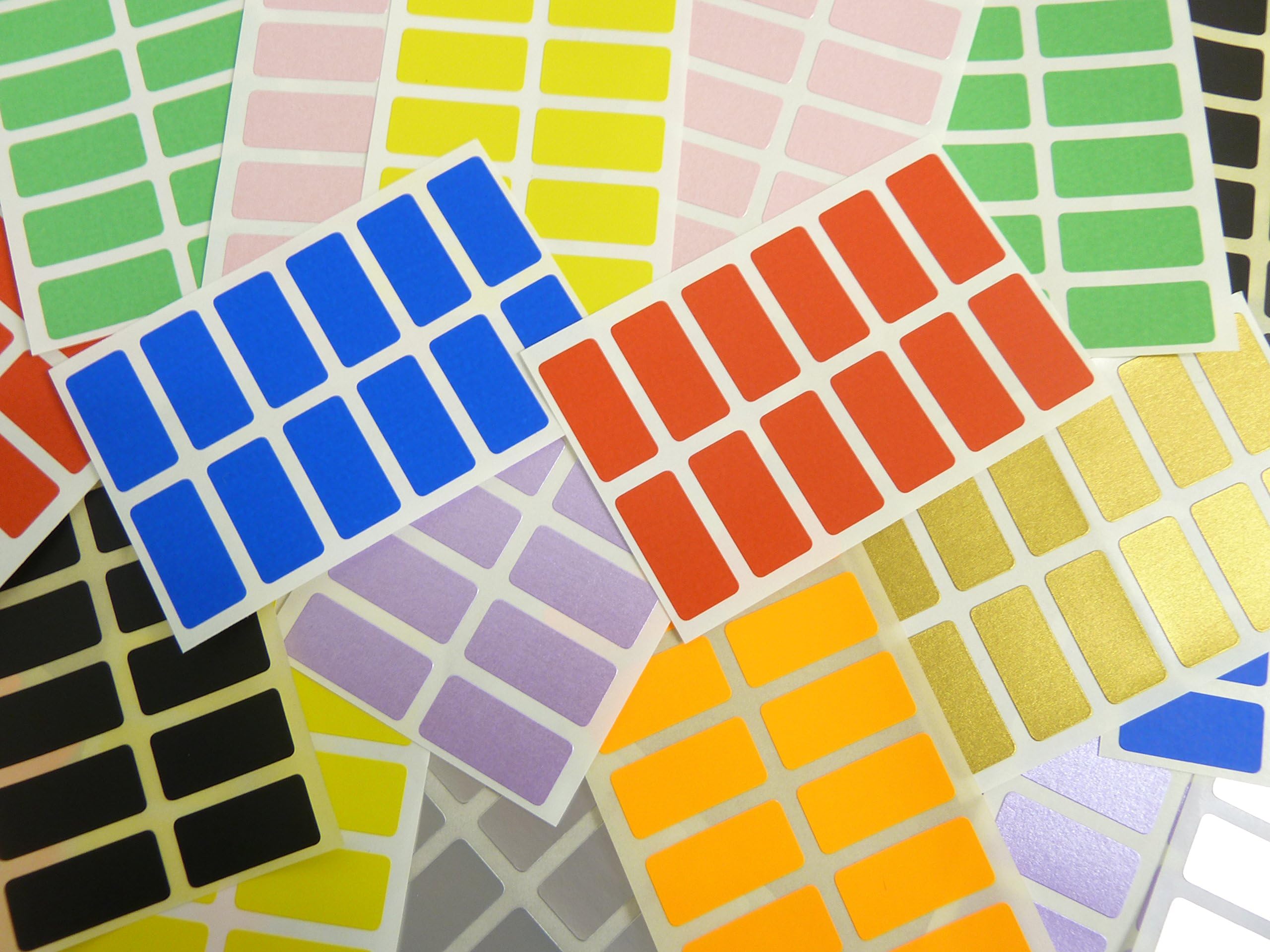25x12mm (1" x 0.5") Rectangular Mixed Coloured Colour Sticky Labels, Colour Code Stickers - 10 ...