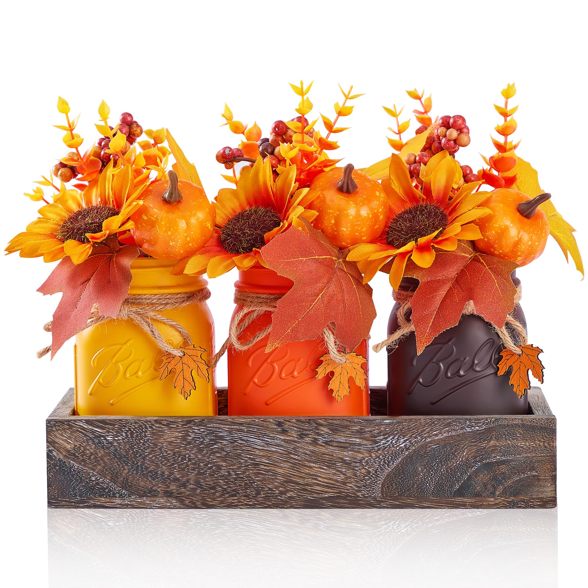 Amazon.com: KIVIVO Mason Jar Fall Thanksgiving Centerpieces for Tables ...