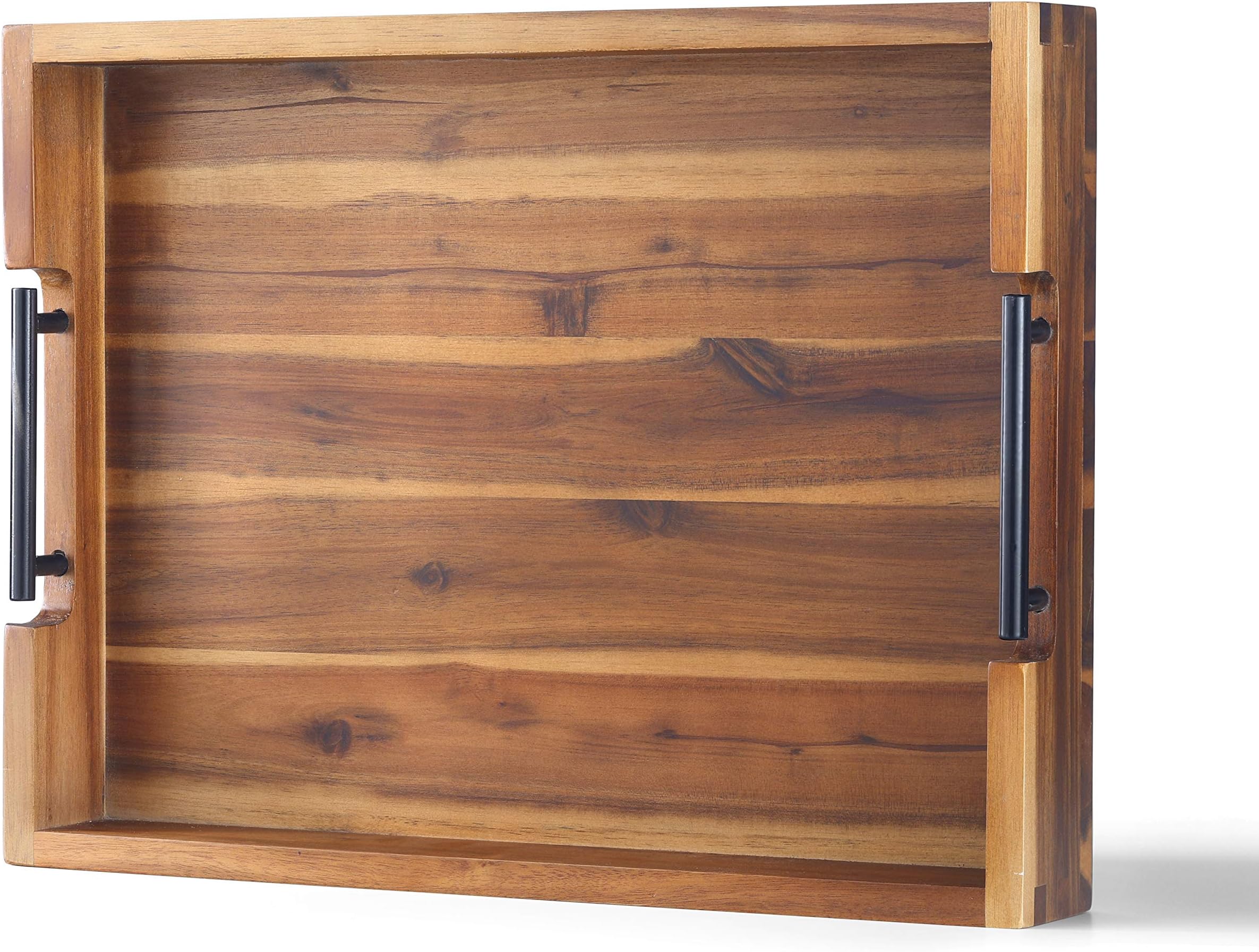 Amazon.com: Rustic Wood Coffee Table Tray Set of 2 (5.8x11.8x2.3” & 13 ...