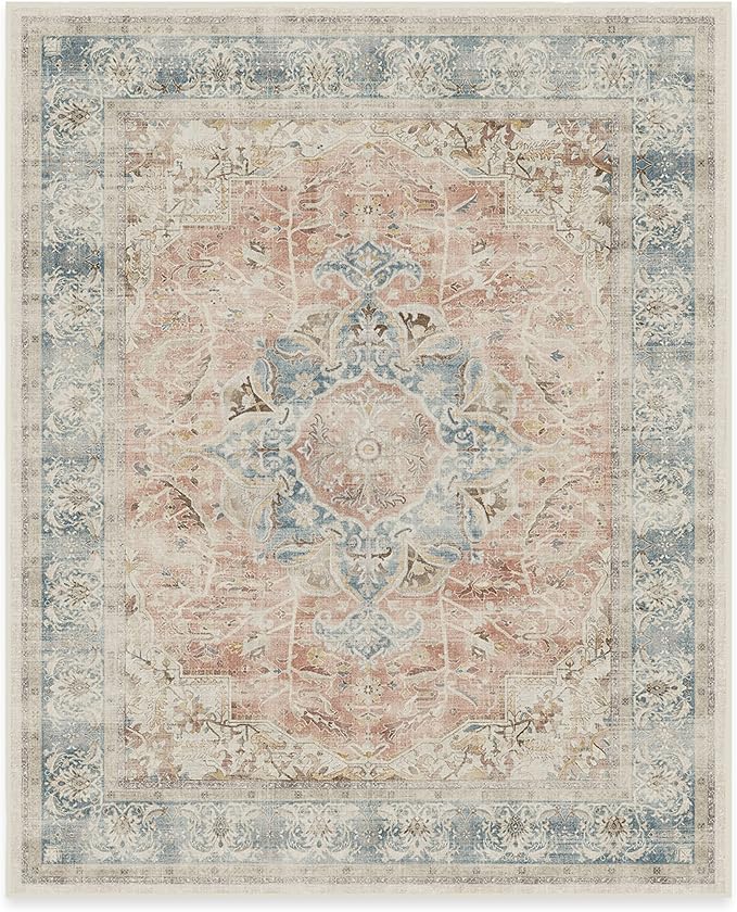 Amazon.com: RUGGABLE Washable Vintage Area Rug – Sarrah Coral 8x10 ...