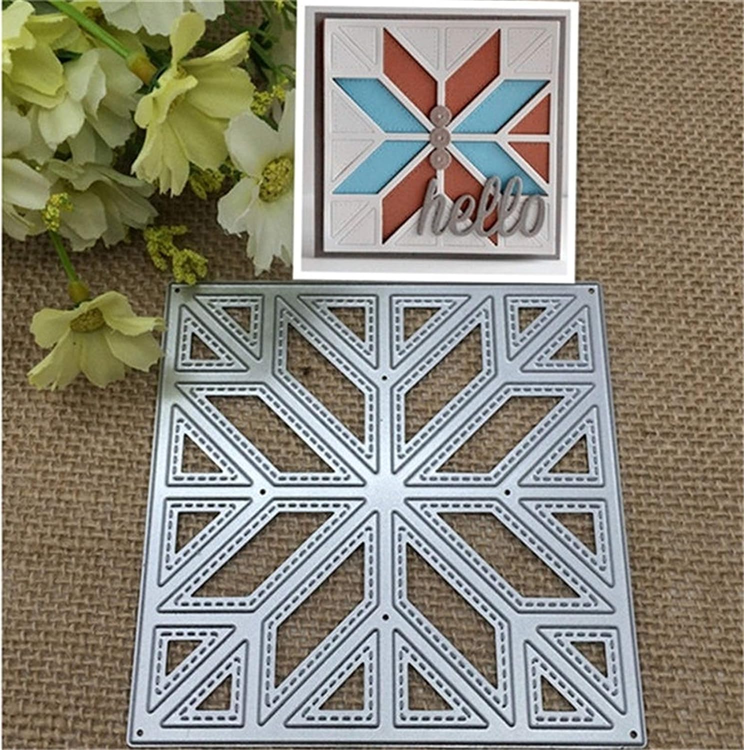 Amazon.com: Christmas Diagonal Quilt Metal Die Cuts,Frame Flower ...