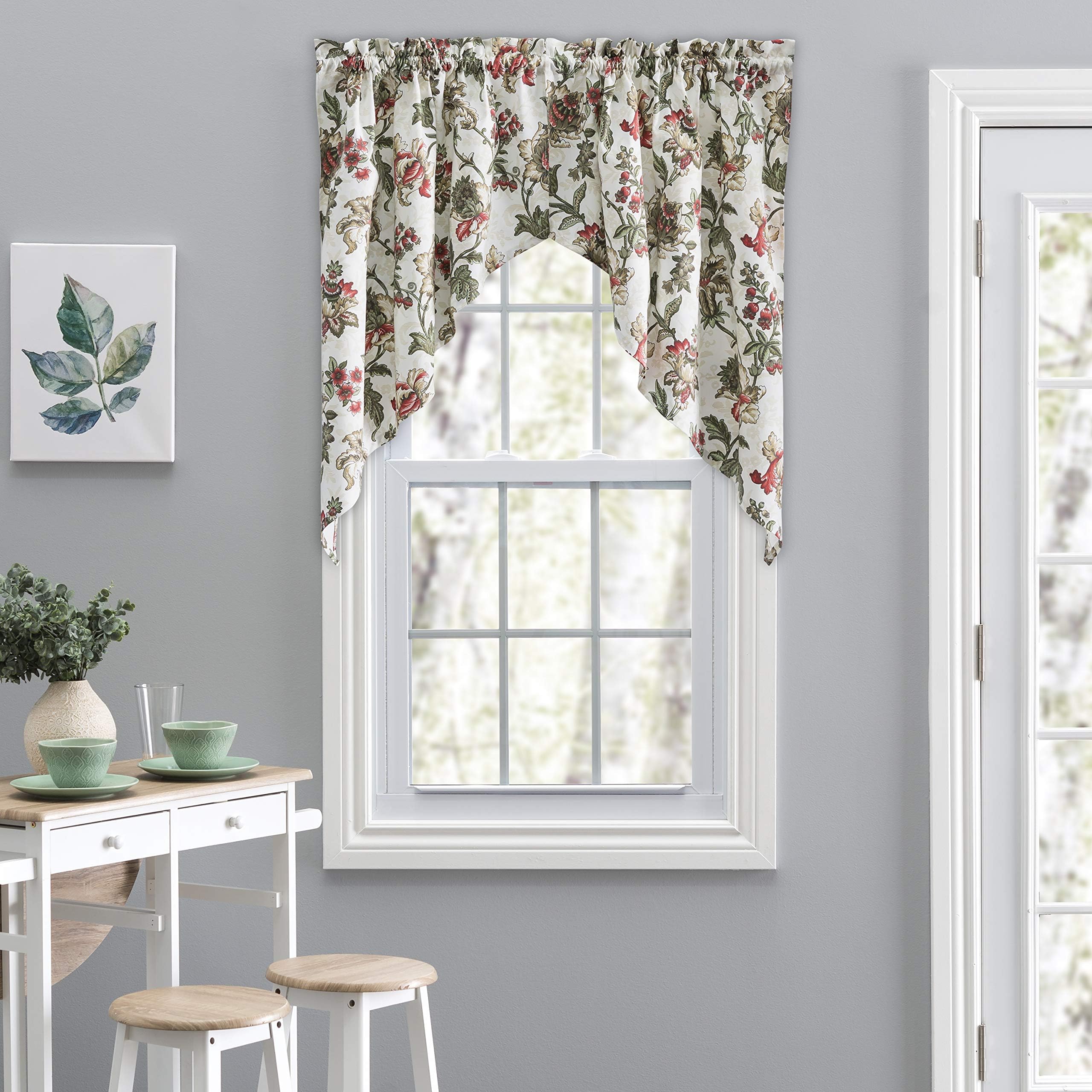 Amazon.com: Ellis Curtain Madison Floral 56" x 36" Tailored Swag, Brick ...