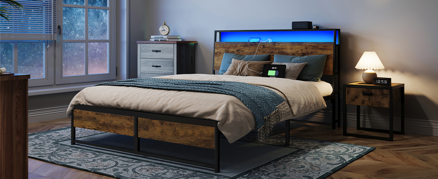 Watch LINSY LIVING Bed Frame with LED Headboard on Amazon Live