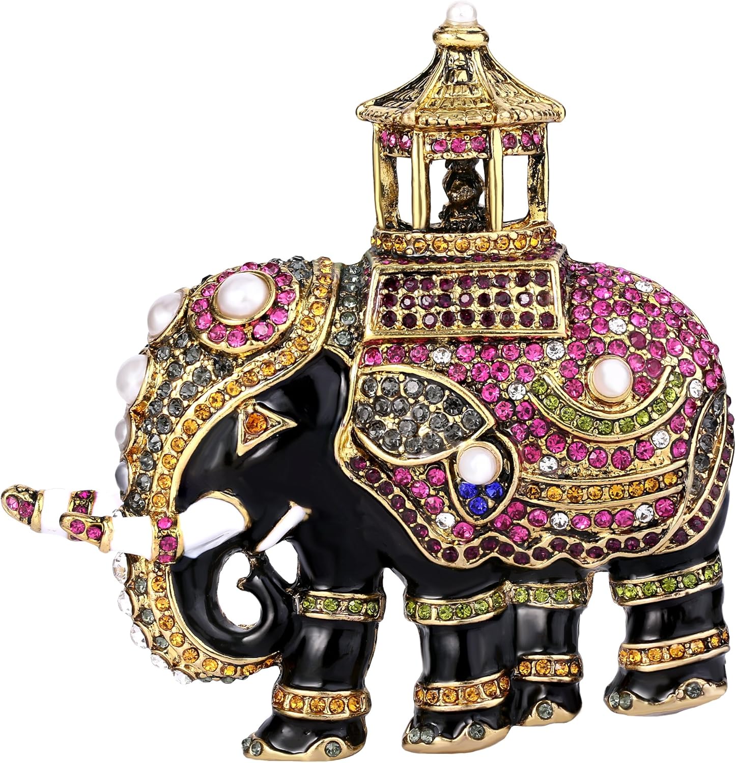 Amazon.com: EVER FAITH Crystal Simulated Pearl Black Enamel Retro ...