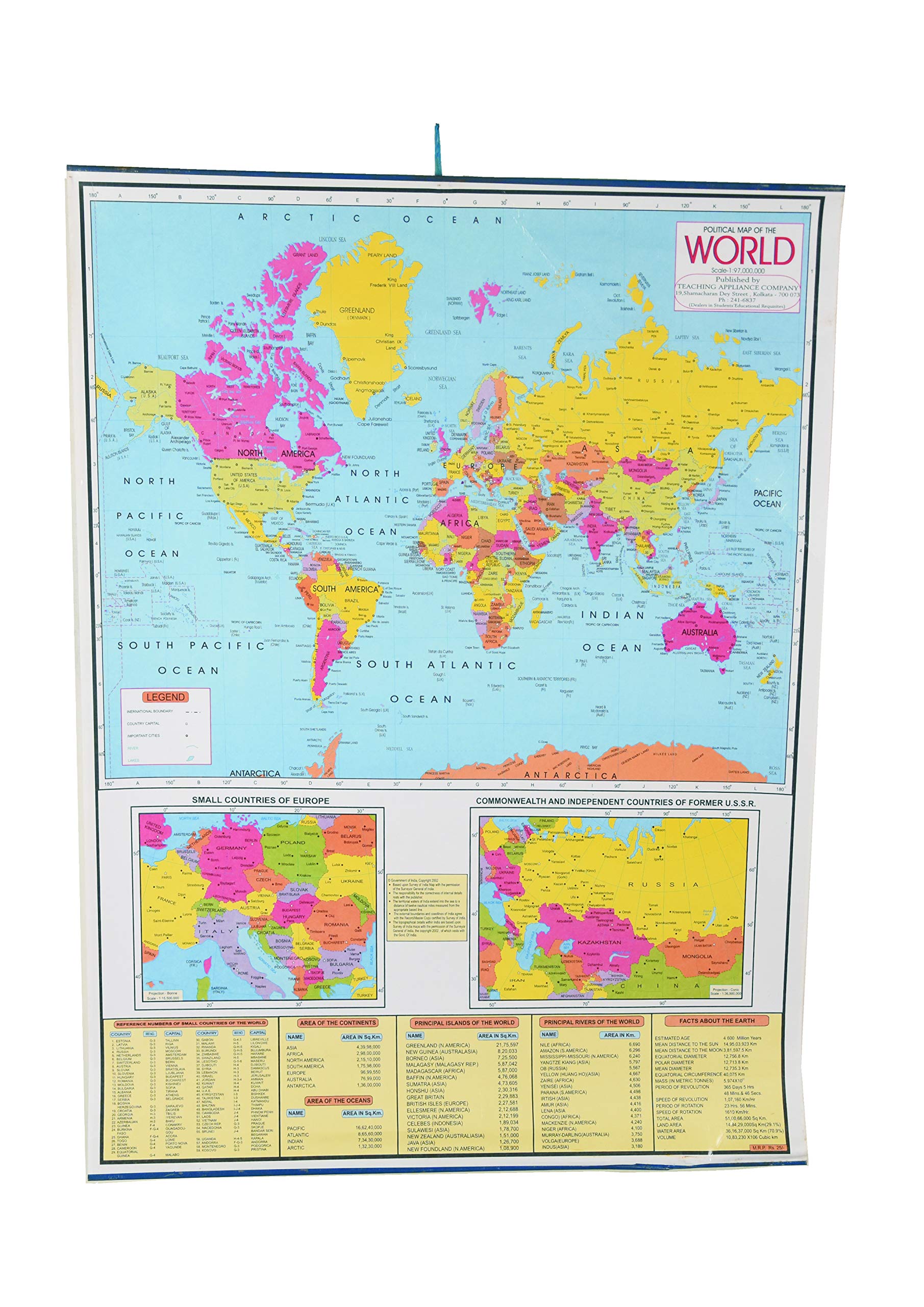 CRAFTWAFT WALL HANGING WORLD ROLLING CHART (24X30 INCH) : Amazon.in ...