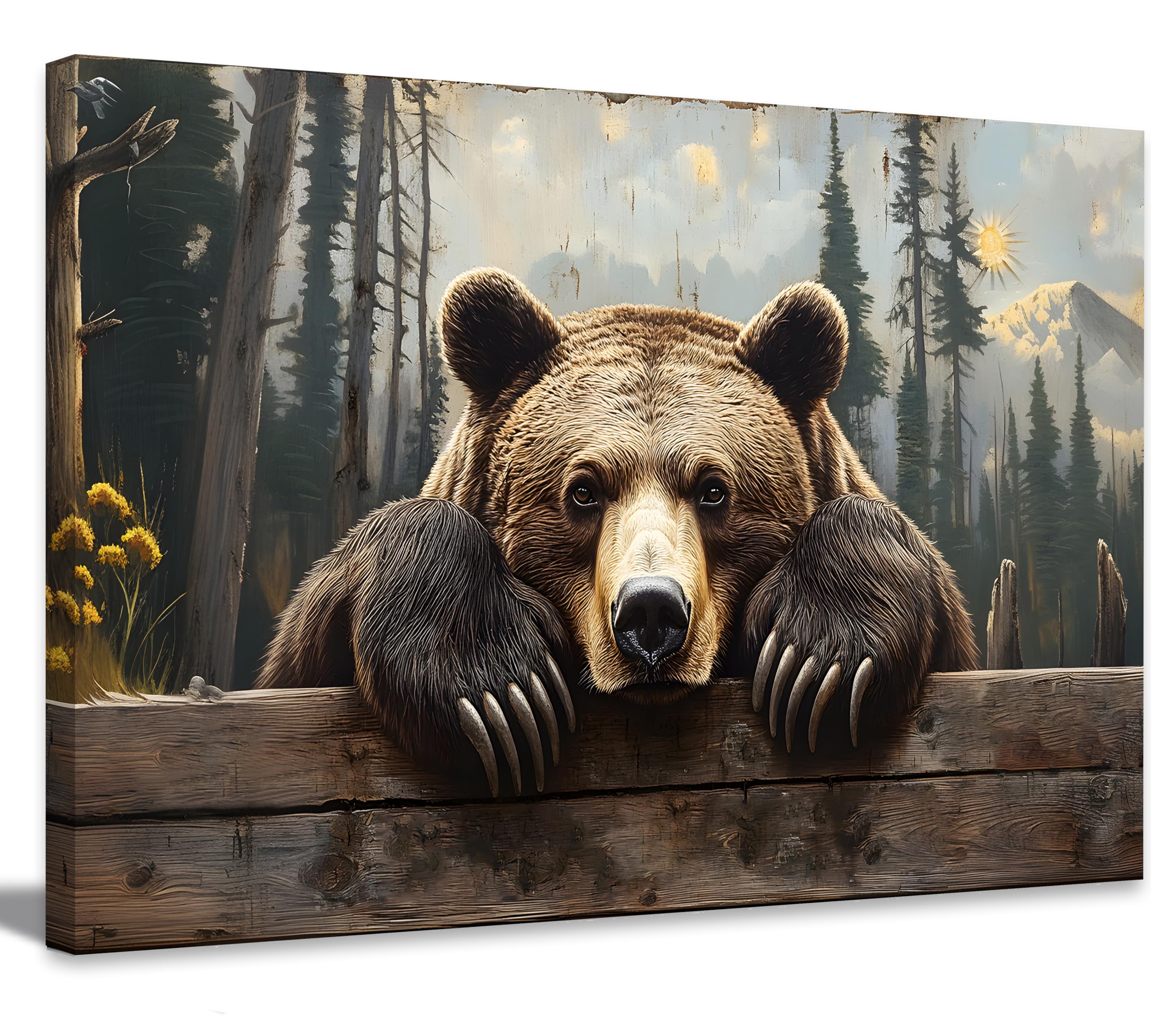 Amazon.com: Nature Forest Bear Canvas Wall Art Wild Animals Forest ...