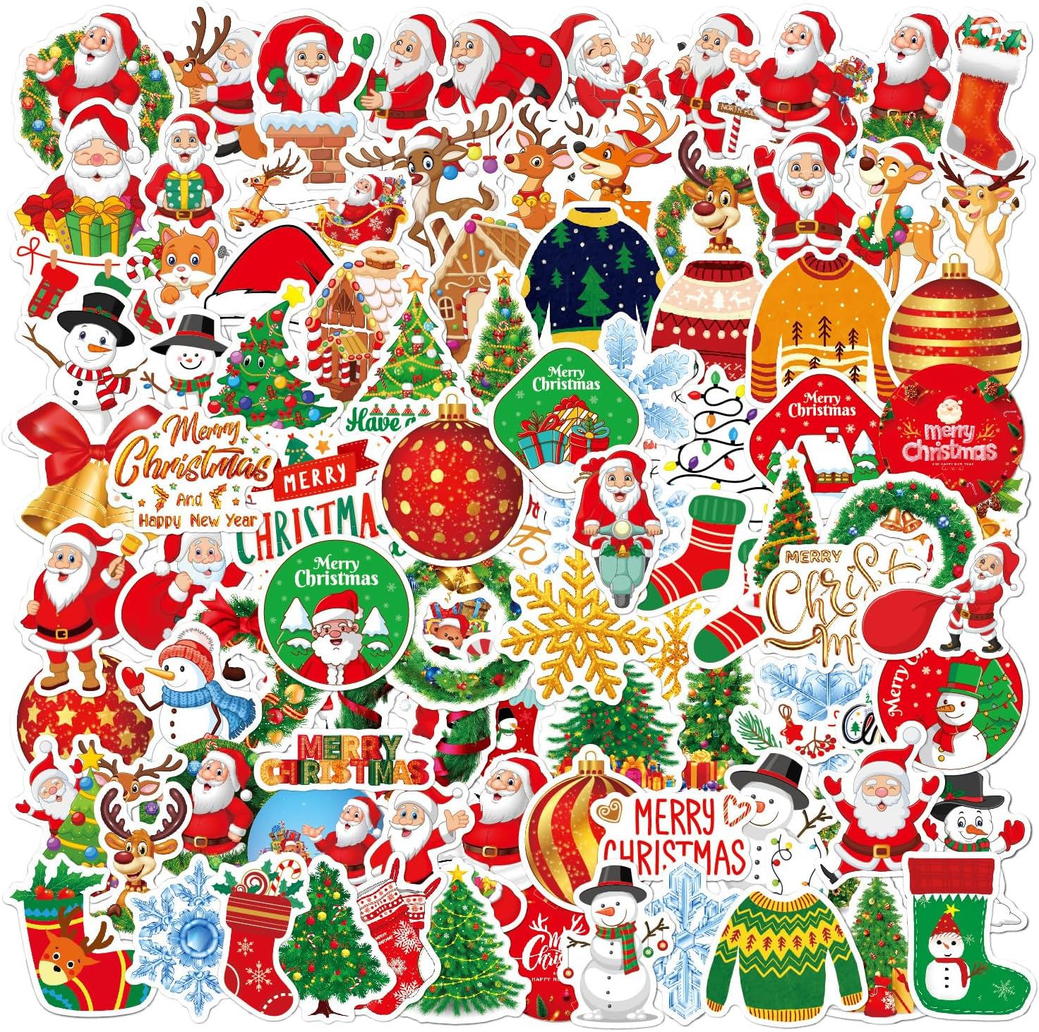Amazon.com: 100 Pcs Christmas Stickers, Yelltale Merry Christmas ...