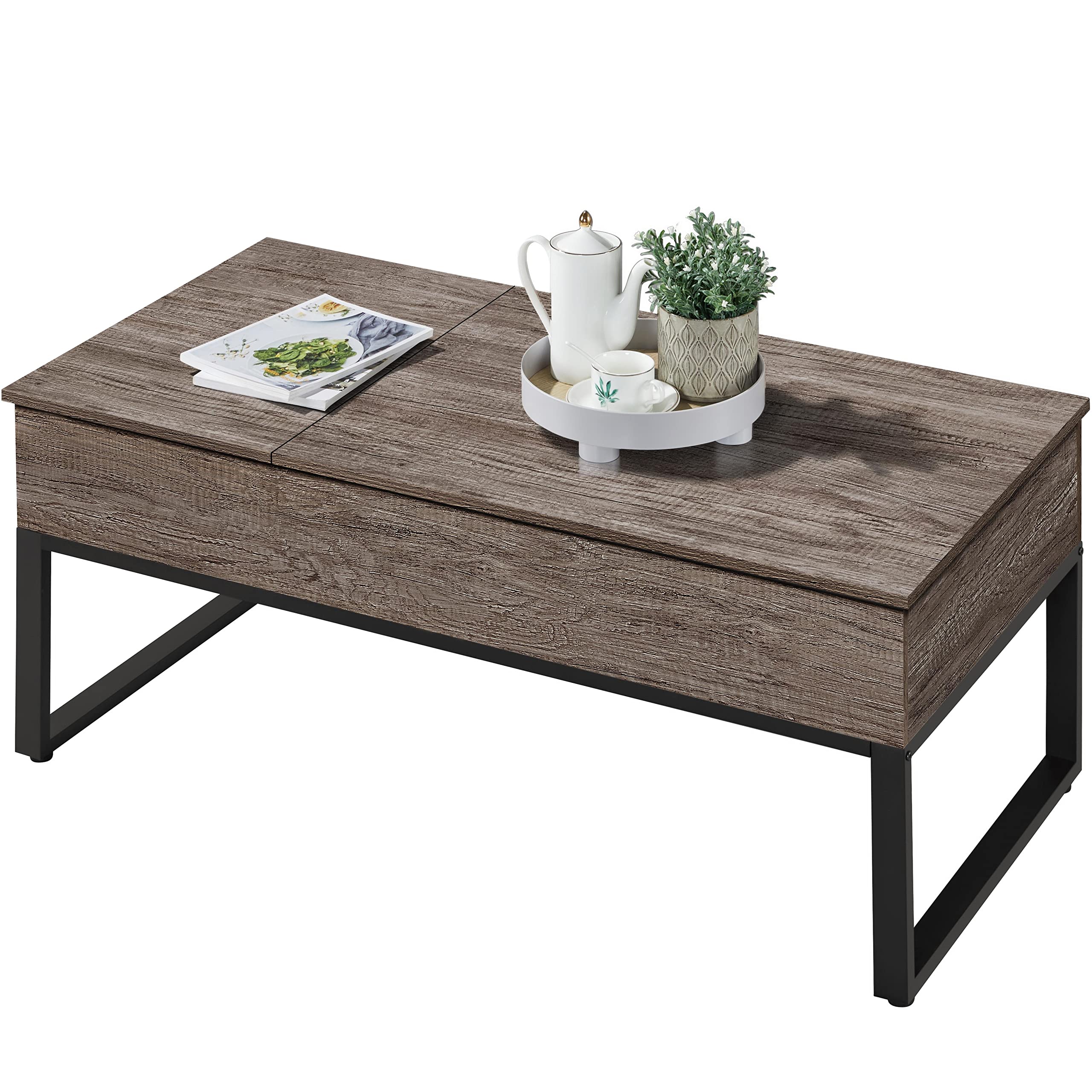 Yaheetech 47 Inch 2 Way Lift Top Coffee Table with Hidden Storage ...