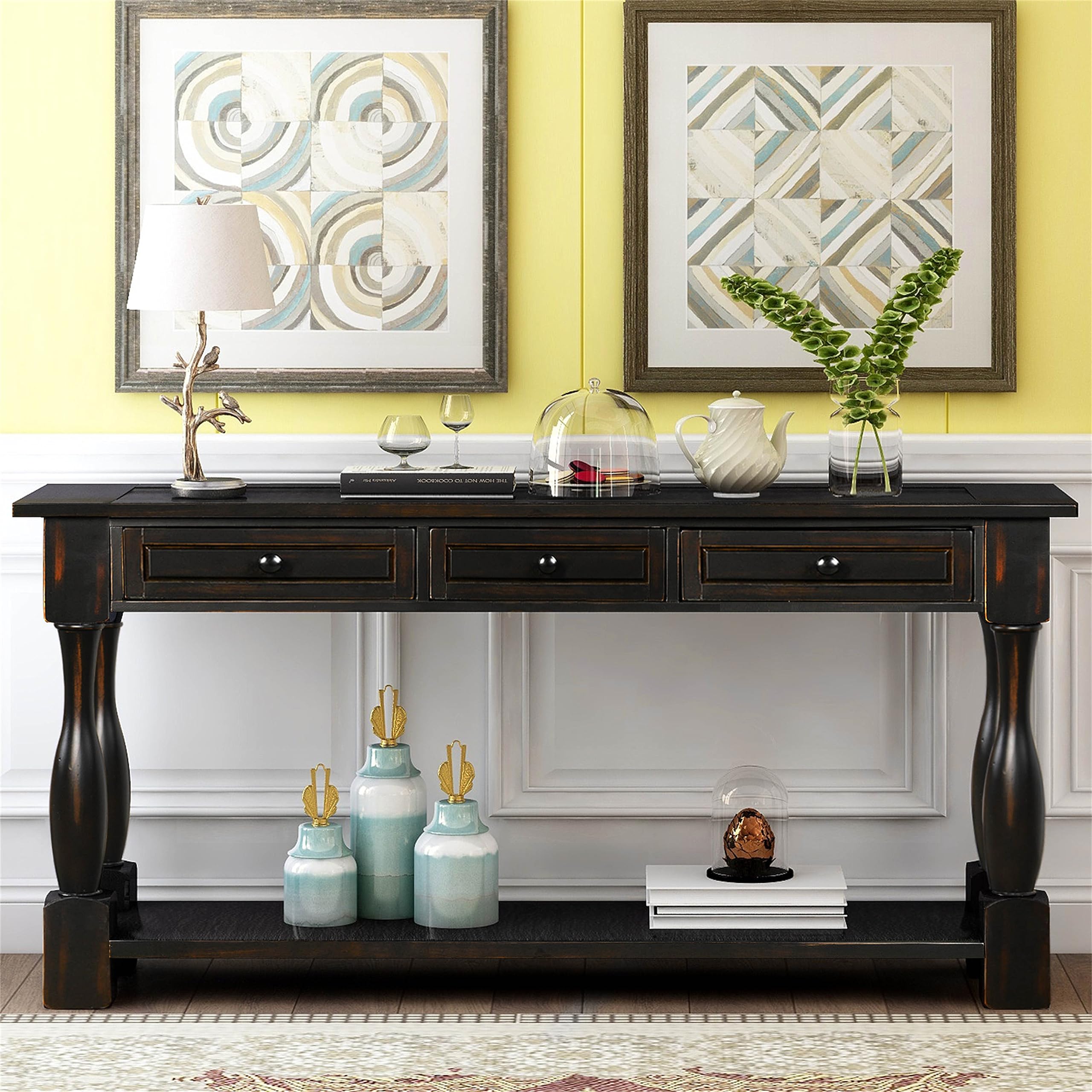 GrAles Console Table 65" Long Extra-Thick Sofa Table Side Table Coffee ...