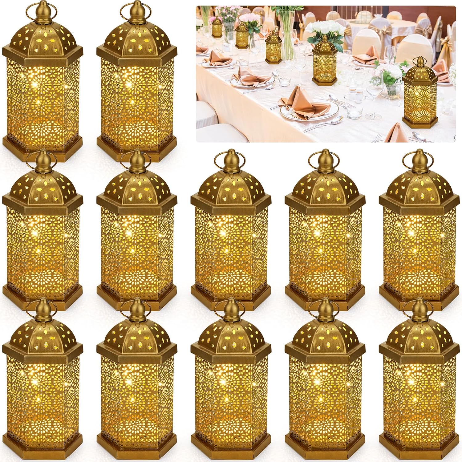 Amazon.com: Retisee 12 Pcs Decorative Lanterns with Flickering LED ...