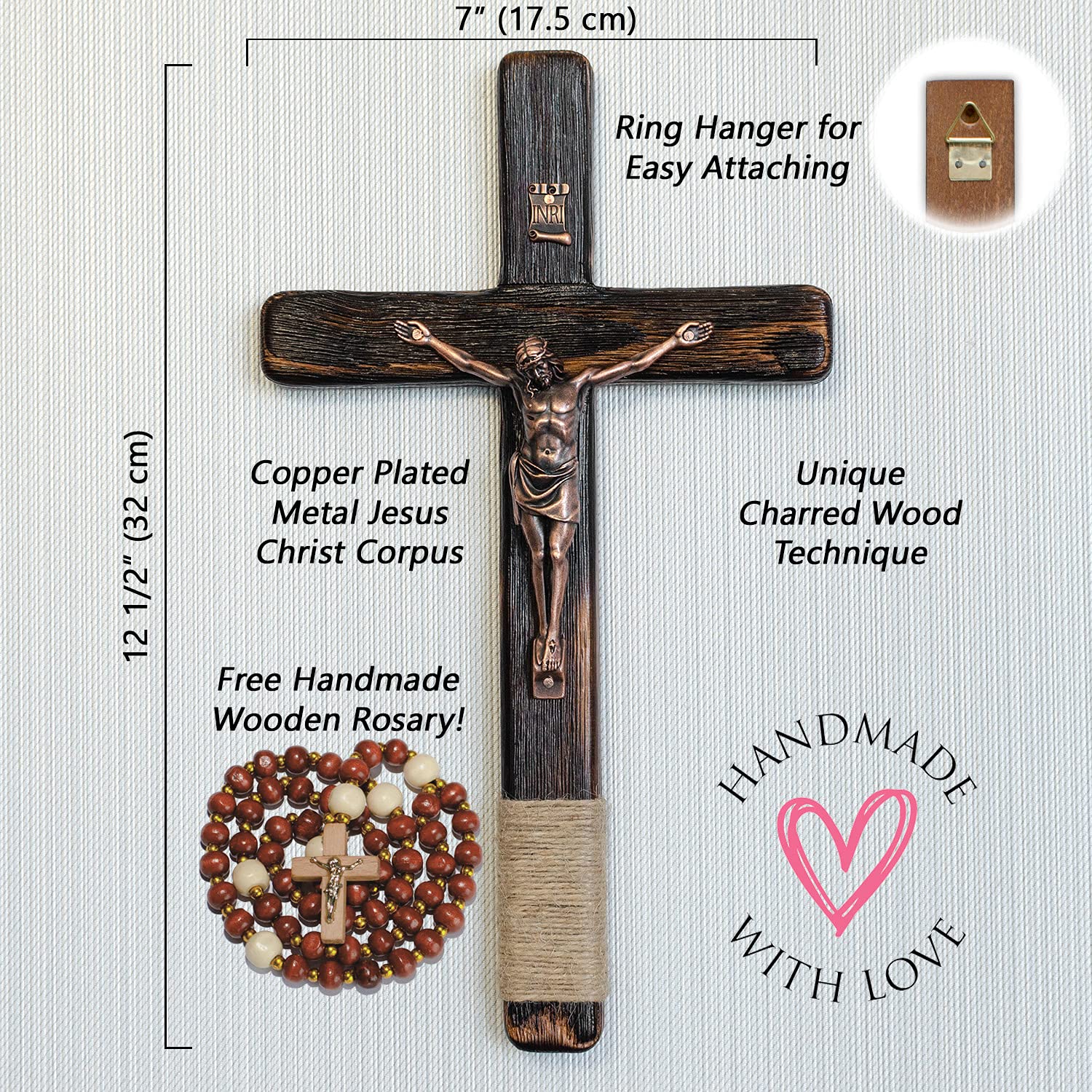 Rustic Crucifix Wall Cross – Handmade Wooden Catholic Crucifix Unique ...
