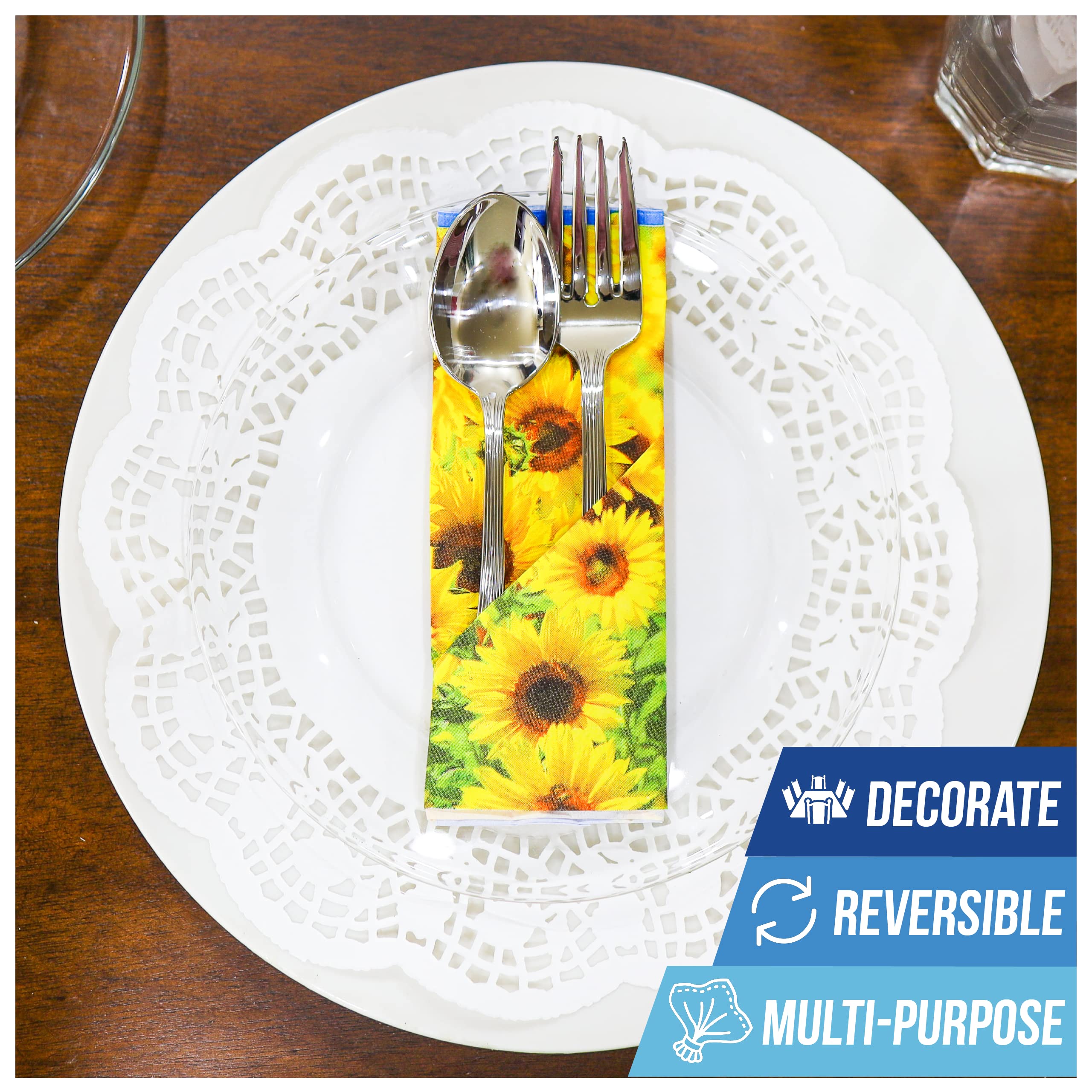 Snapklik.com : 75-Count Disposable Paper Party Napkins Sunflower Fields ...