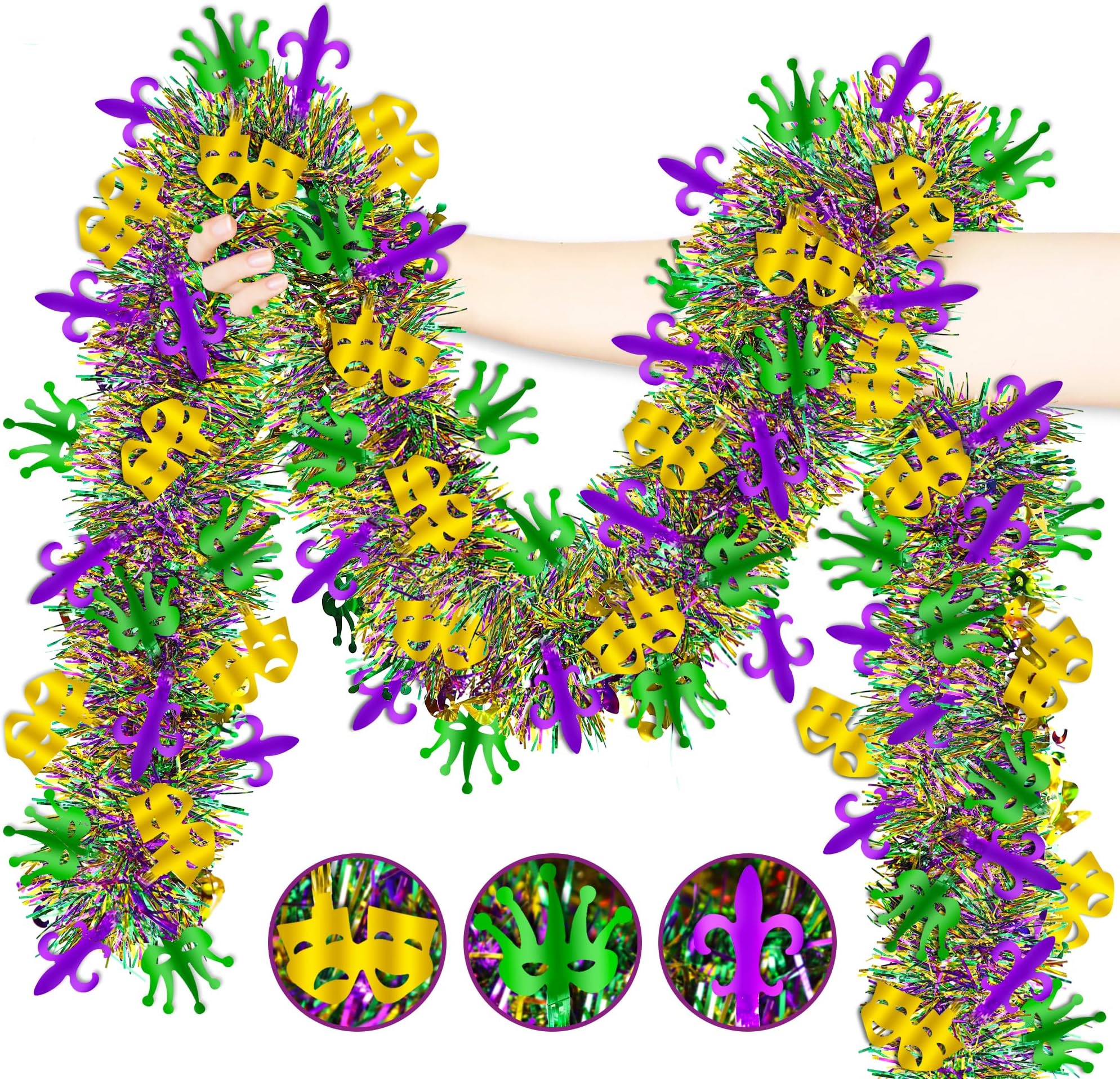 Amazon.com: Cheerland Green Purple Gold Mardi Gras Mask Banner Paper ...
