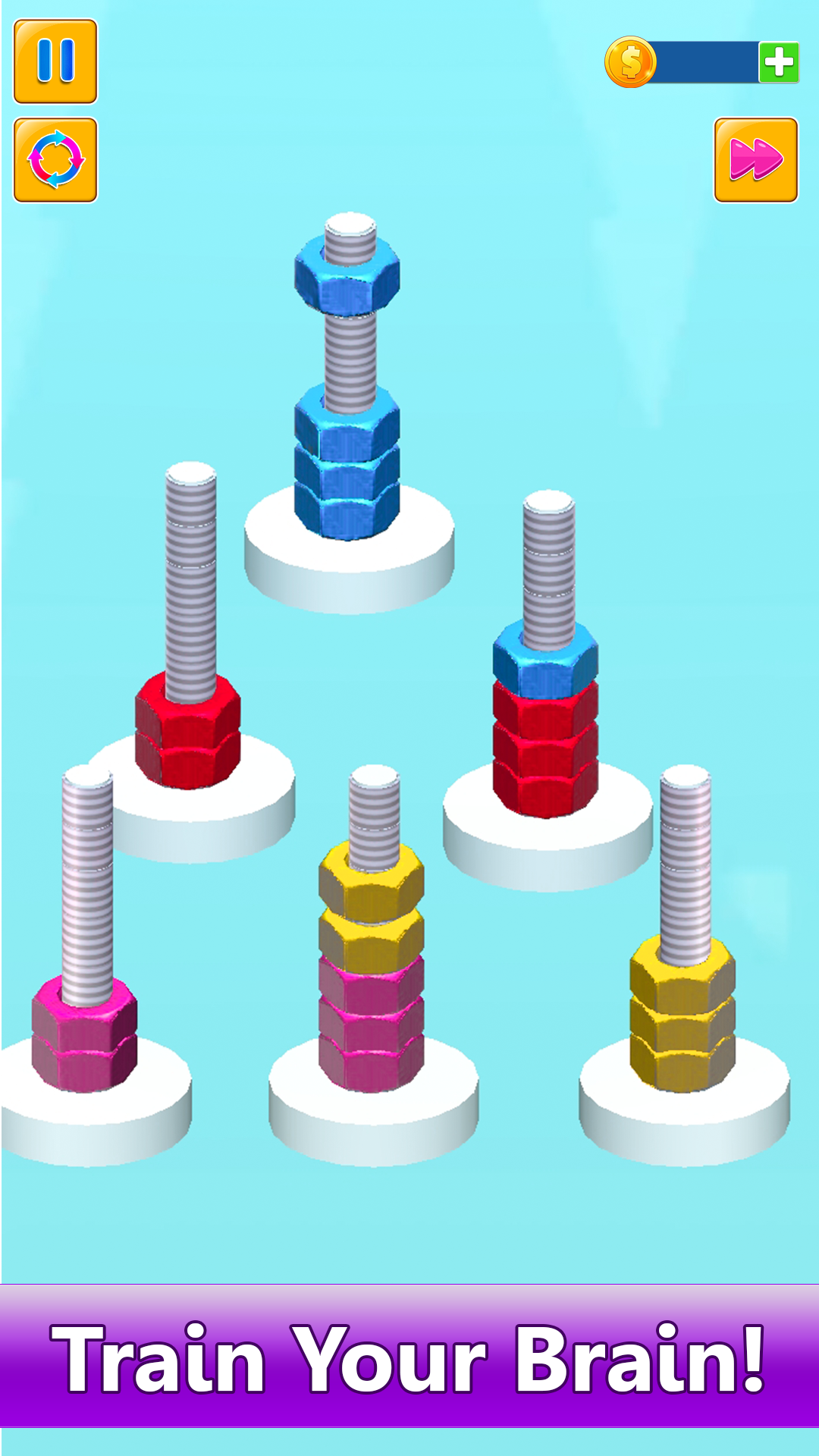 Nuts and Bolts Sort Color Sorting Tile Match Master 3D Game 2024 - App ...