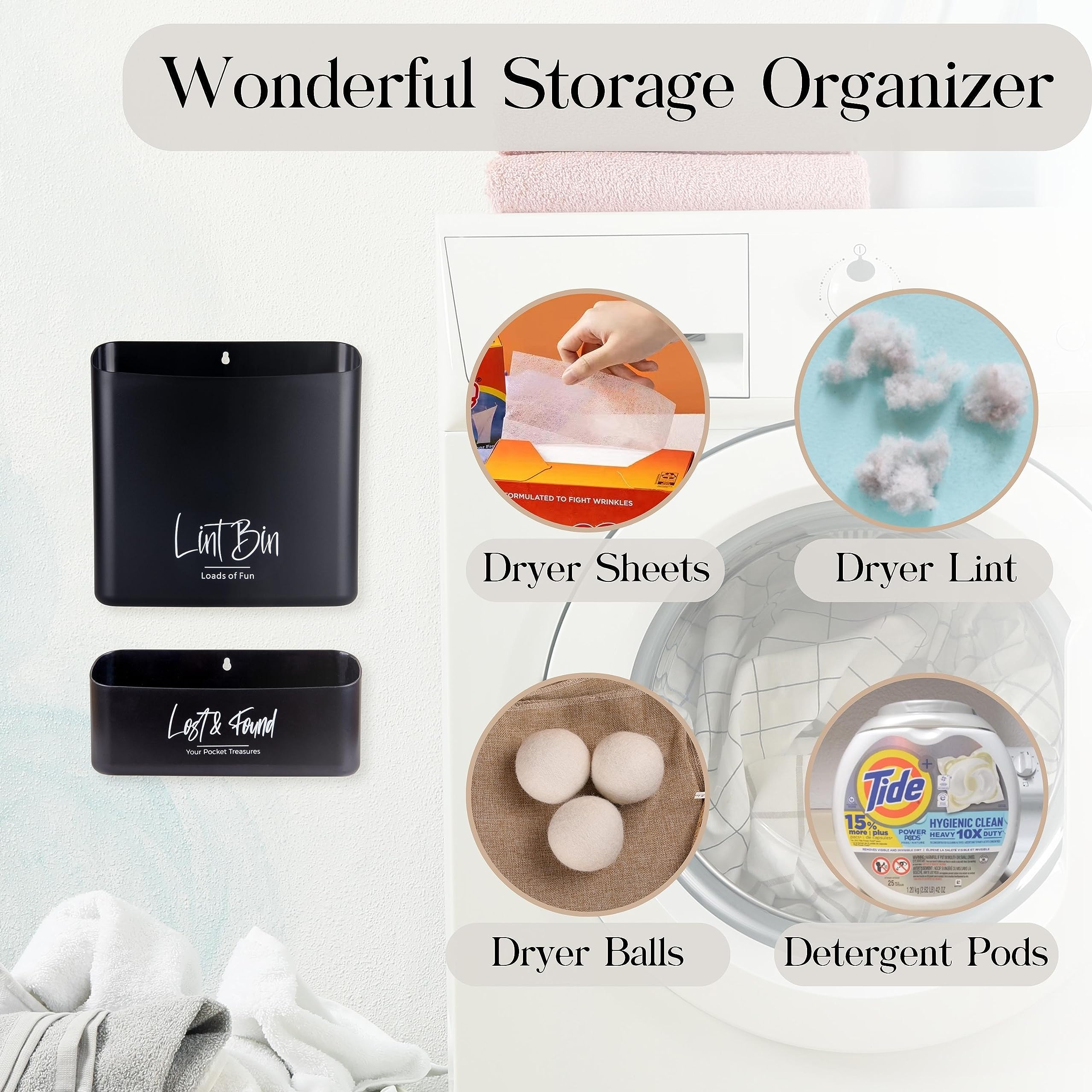 Snapklik.com : PERFNIQUE Magnetic Lint Bin For Laundry Room, Large ...