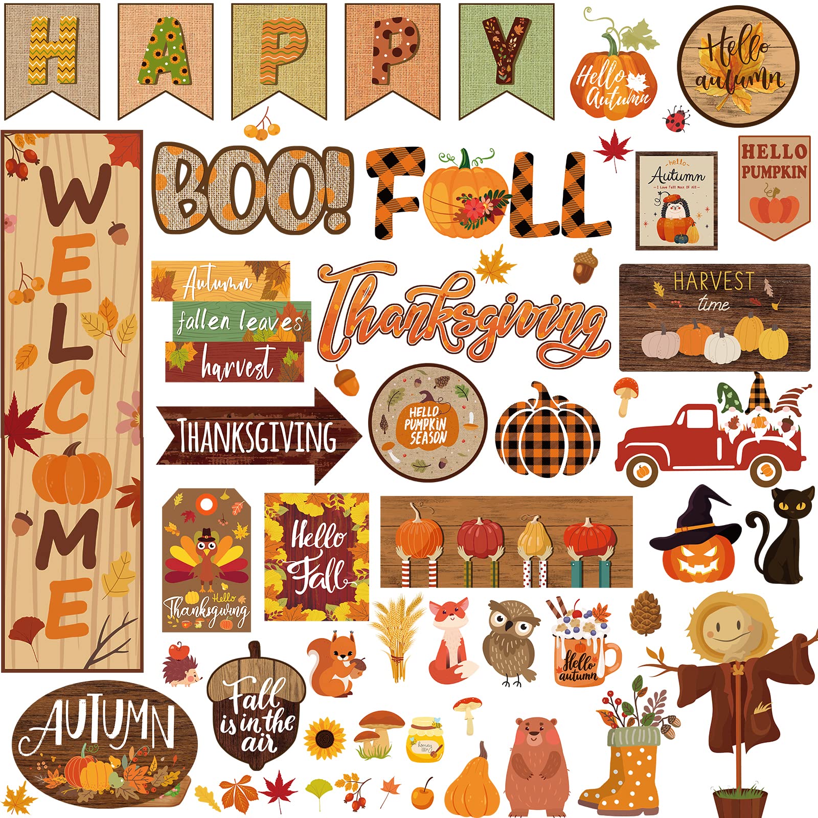 60pcs Fall Bulletin Board Decorations Fall Bulletin Board Fall ...