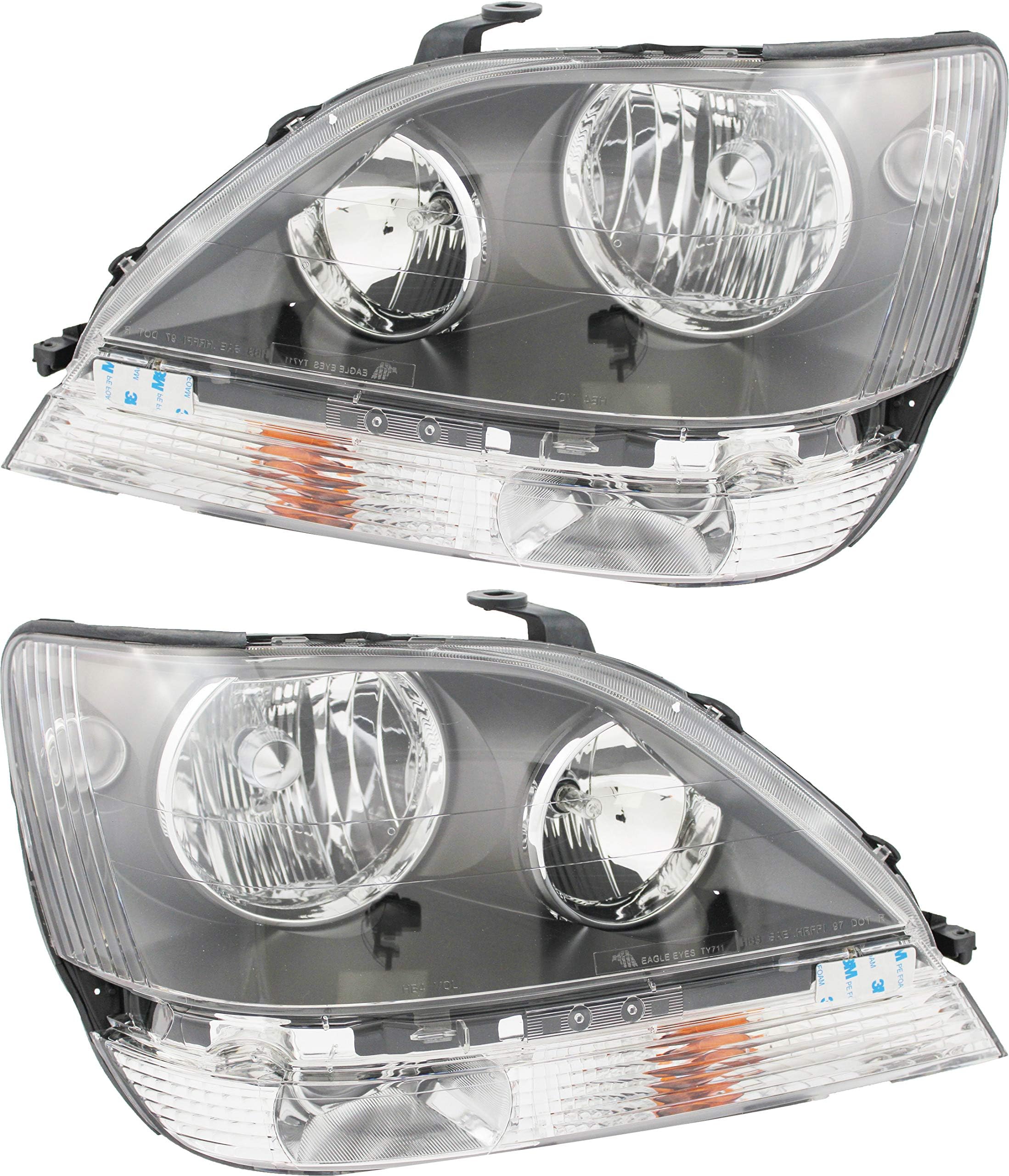Amazon.com: ACANII - For Blk 1999-2003 Lexus RX300 Headlights lamps ...