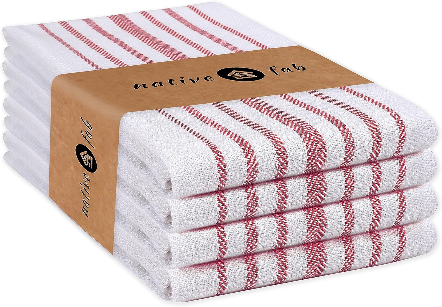 Amazon.com: Native Fab 100% Cotton Red Kitchen Dish Towels Set of 4 ...