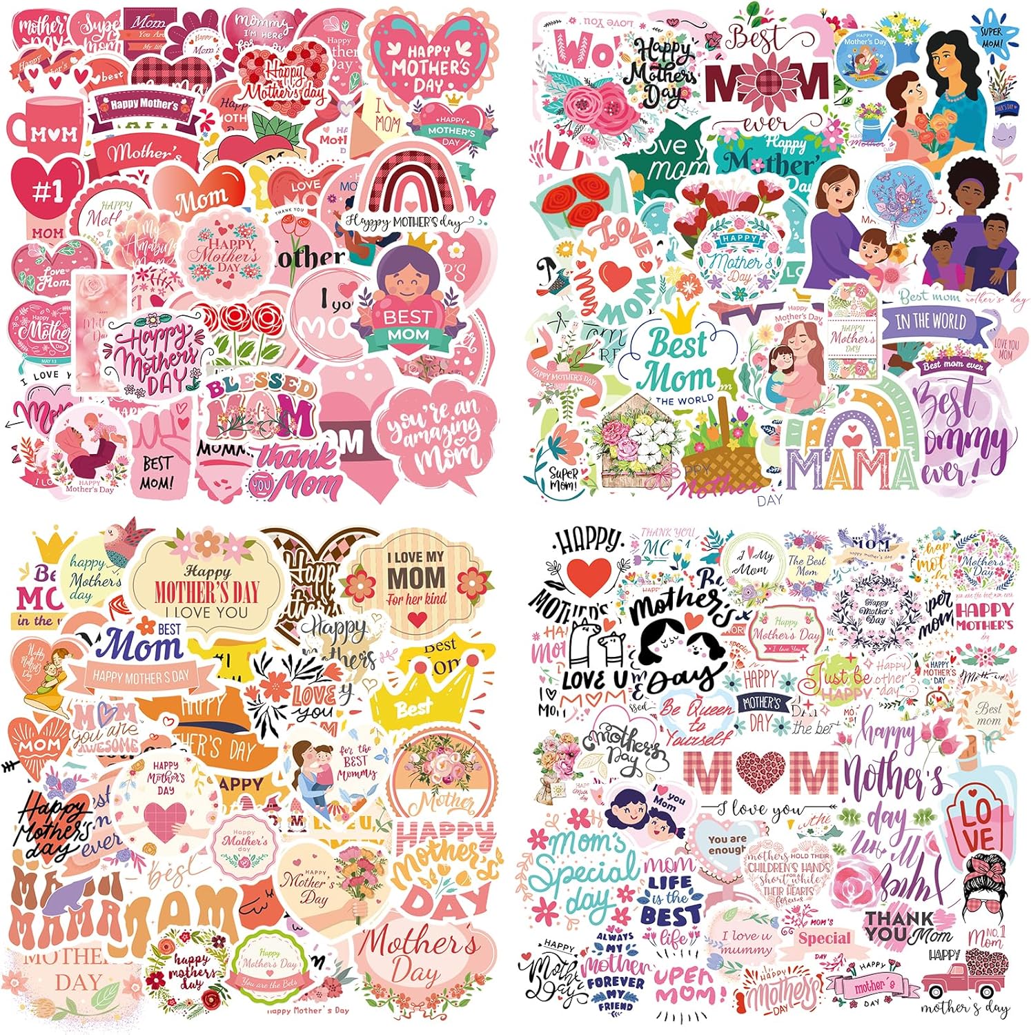 Amazon.com: LIYUPOND Happy Mothers Day Stickers,200PCS Mother's Day ...
