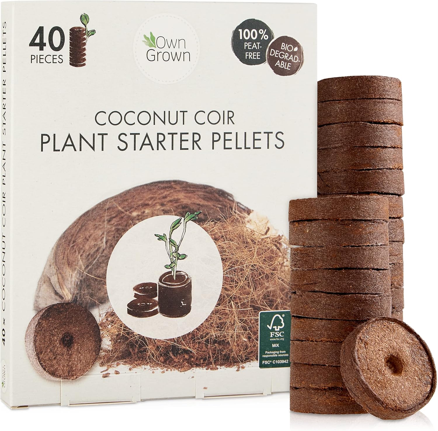 Amazon.com : Coco Coir Seed Starter Pellets : 40 Coconut Coir Plugs for ...