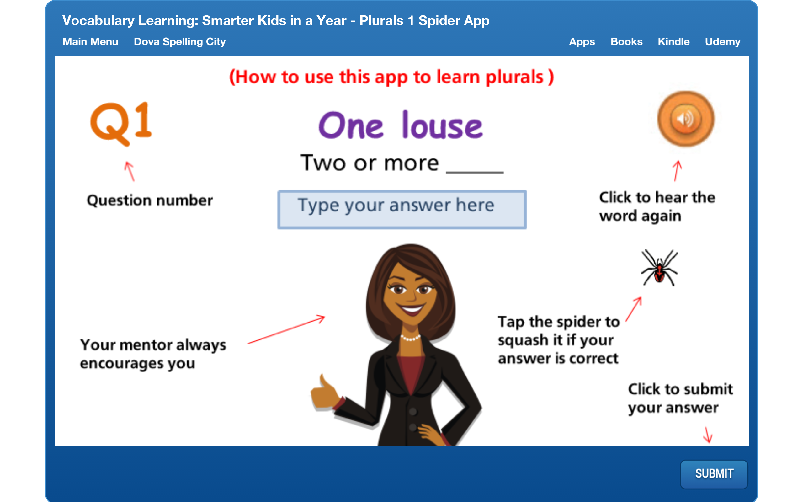 Plurals 1 - Vocabulary Learning: Smarter Kids in a Year Spider App with ...