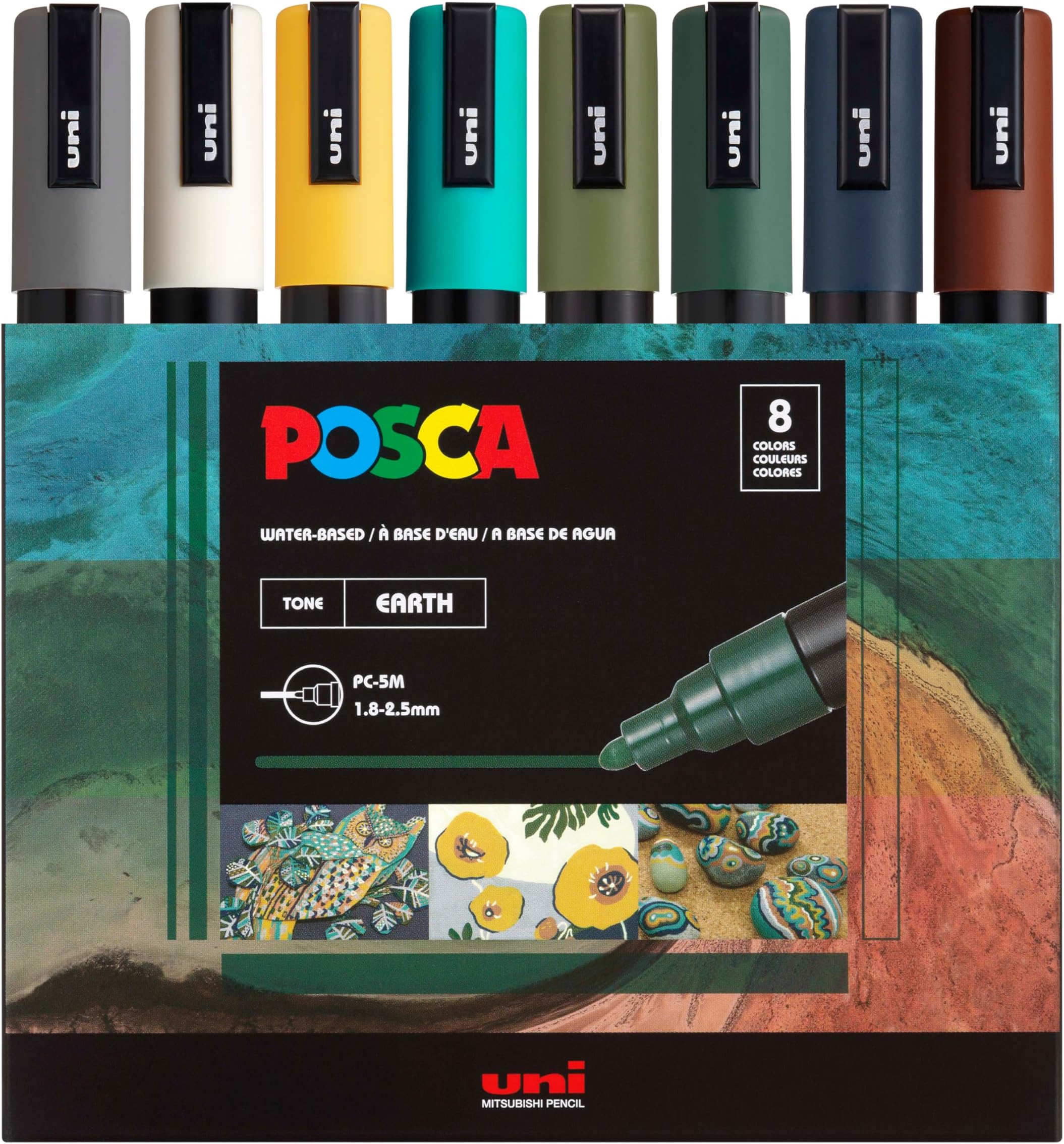 Amazon.com: POSCA Black & White - Fine to Medium Set of 8 Pens PC-5M ...