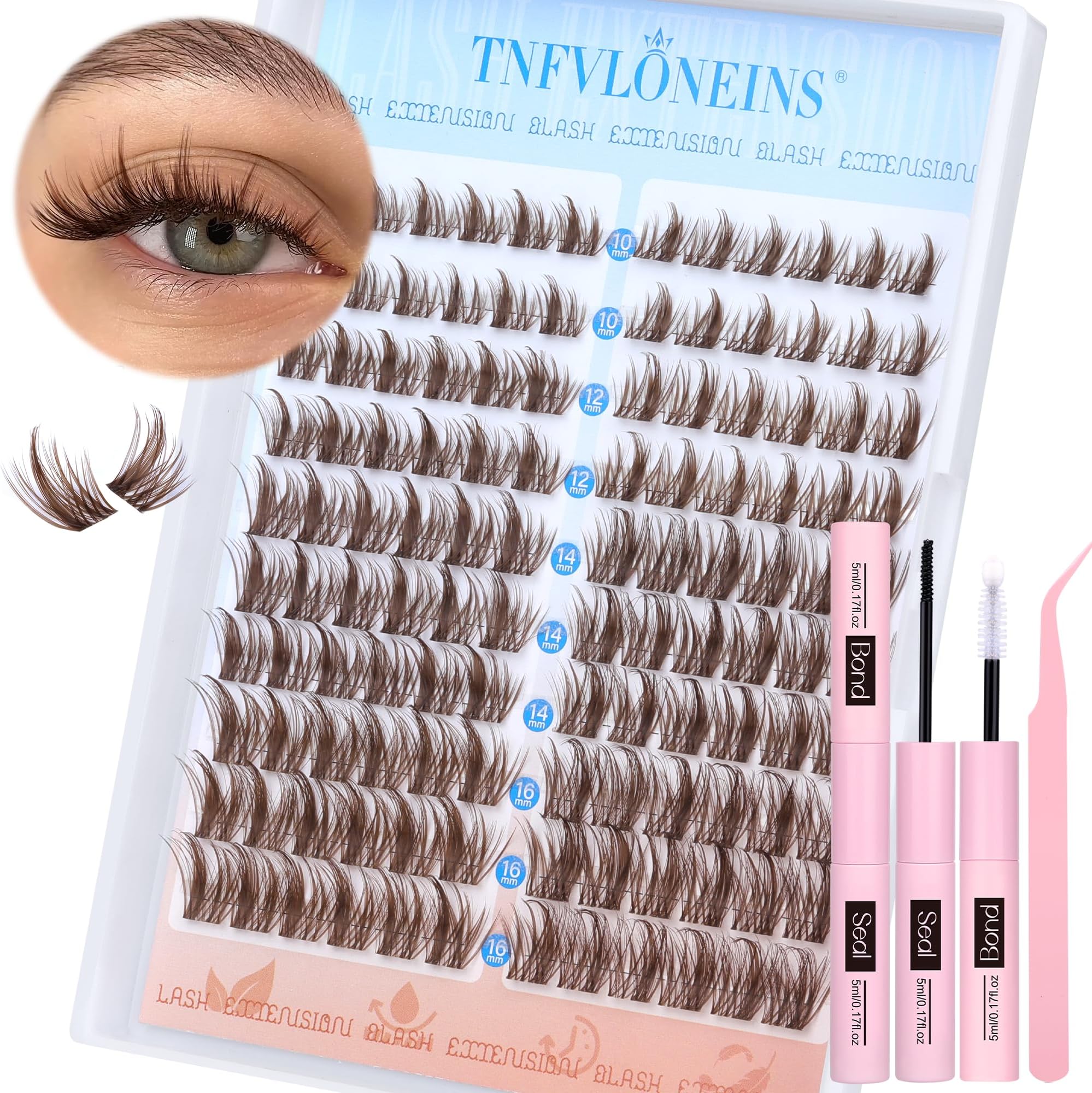 Amazon.com: Brown Lash Clusters Kit Manga Lash Extension Kit Natural ...