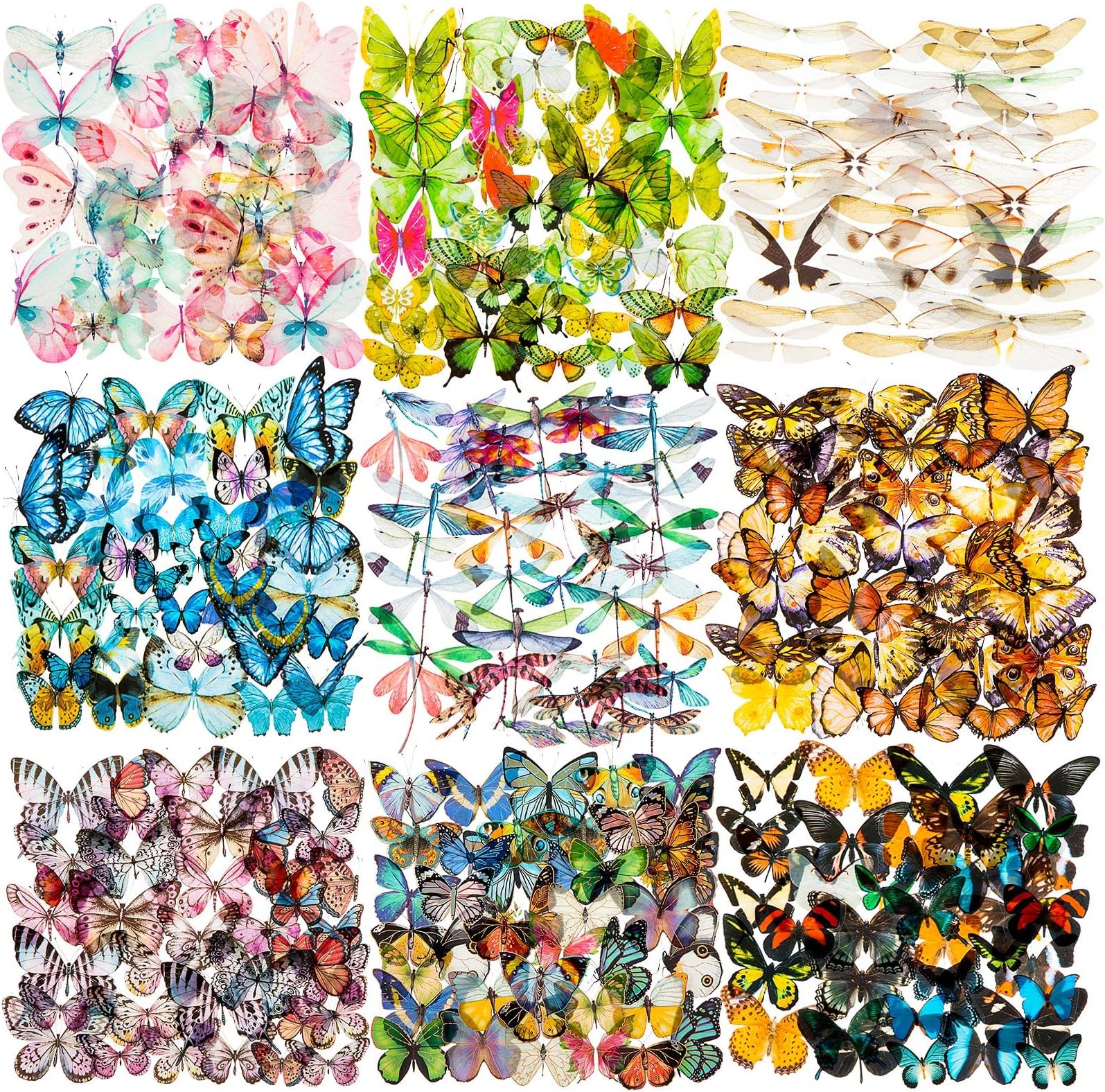 Amazon.com: 320 PCS Butterfly Stickers Dragonfly Insects Stickers 8 Set ...