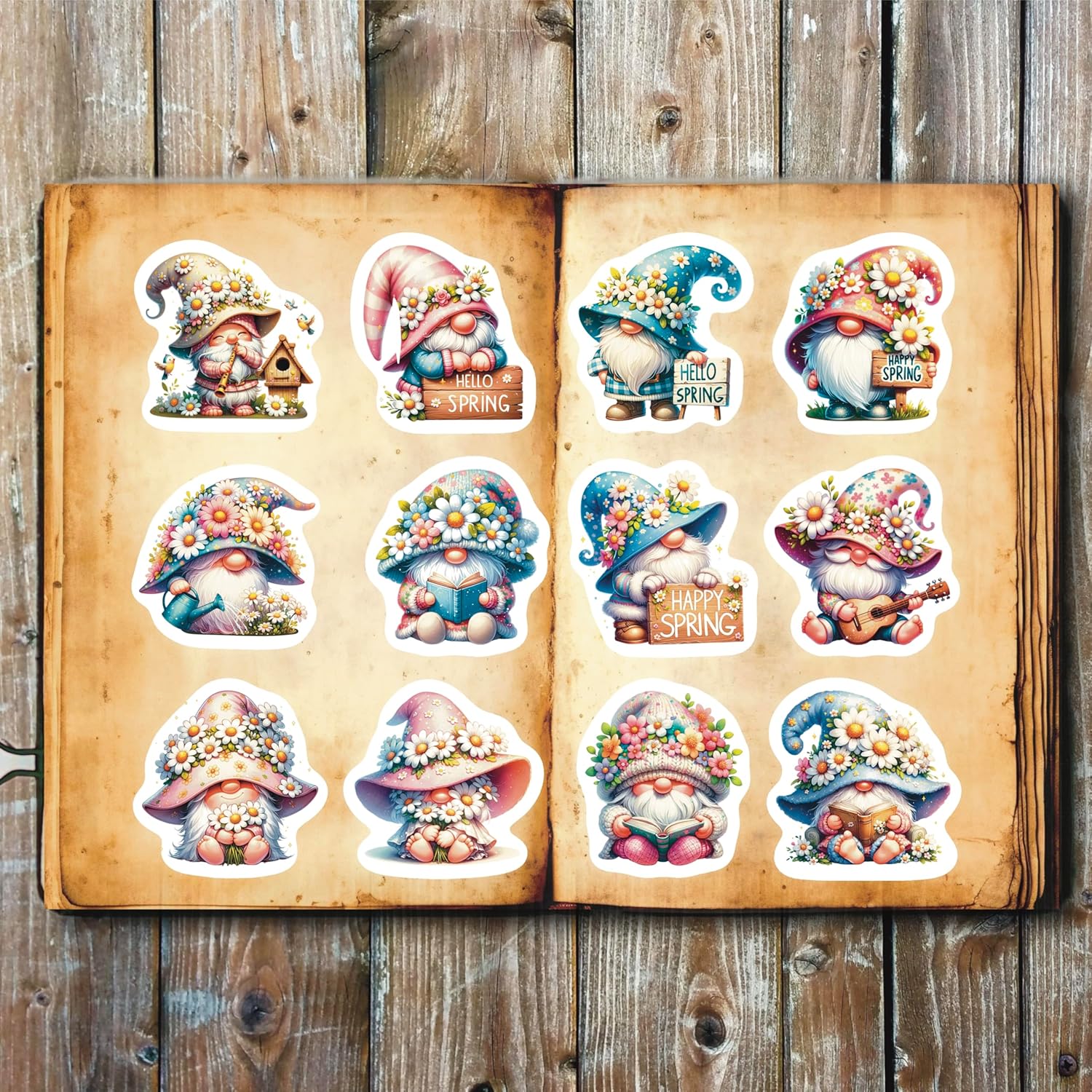 Amazon.com: Spring Gnome Stickers, Set of 24 Stickers (2 sets of 12 ...