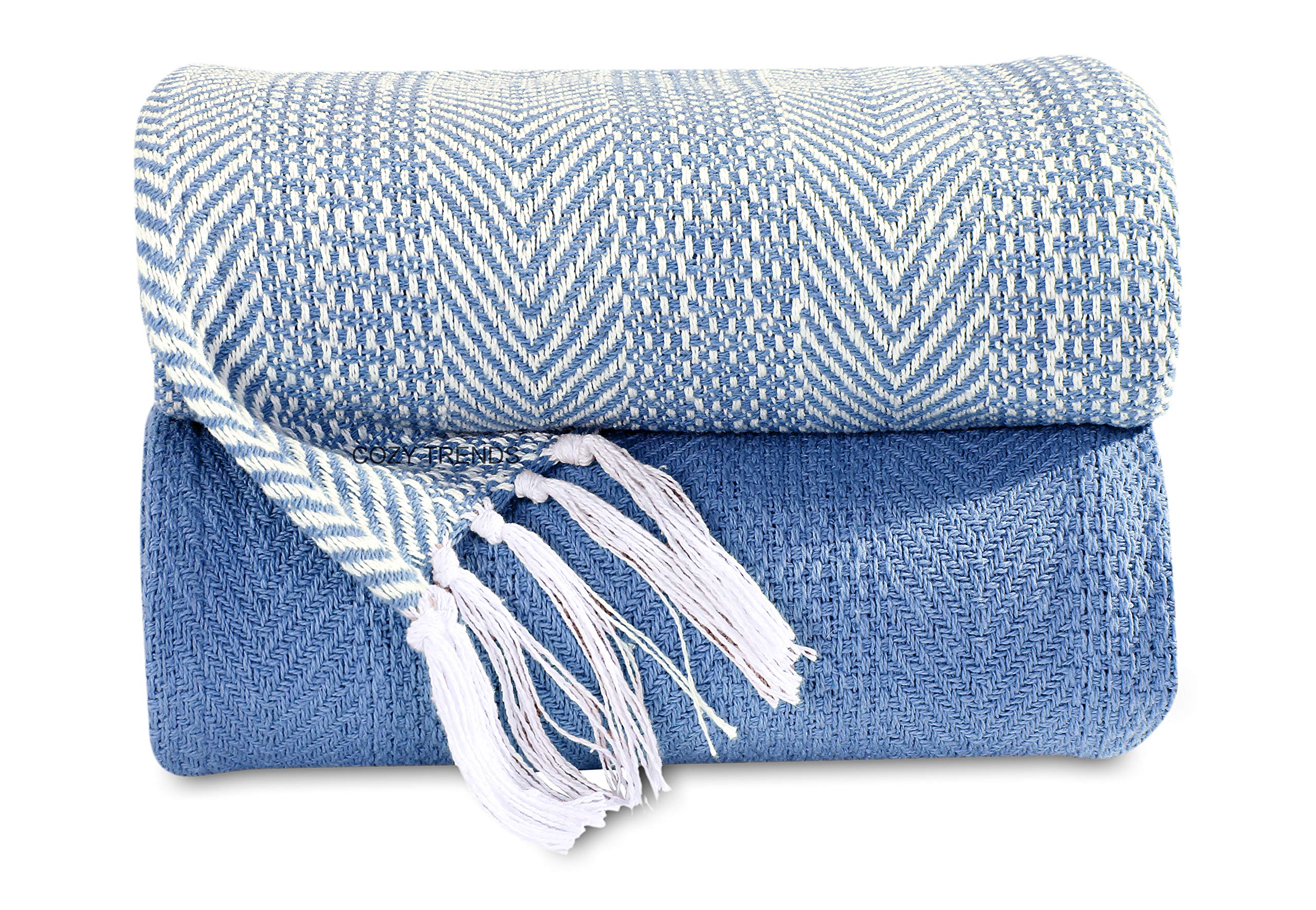 COZY TRENDS COLLECTION 100% Cotton Hand Woven All Season Soft Throw ...