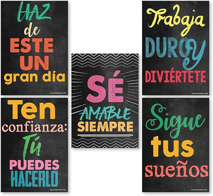 MWB Spanish Motivational Quotes Posters for Kids - Positive Quotes Wall ...