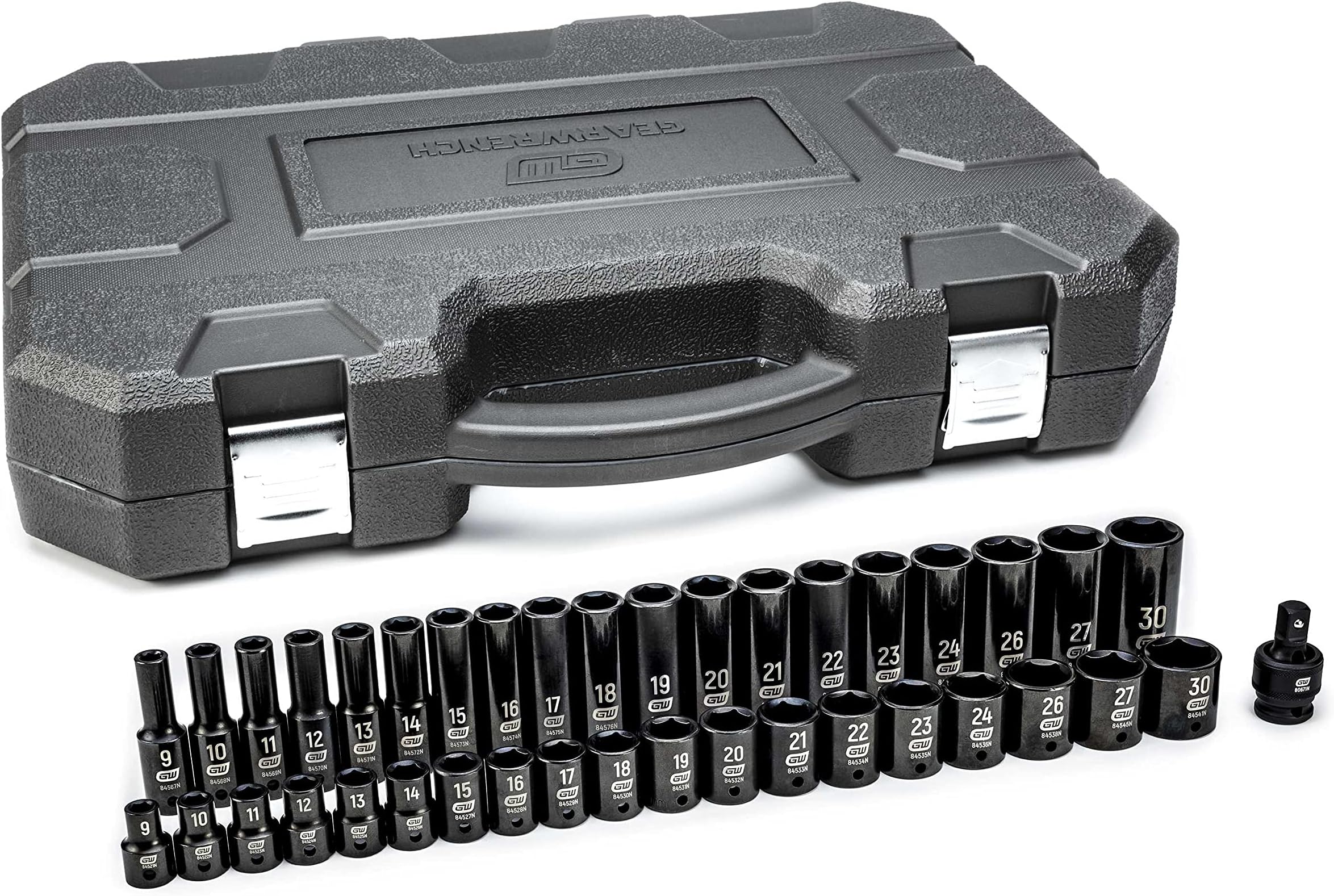 GEARWRENCH 39 Piece 1/2inch Drive 6 Point Impact Socket Set, Standard ...