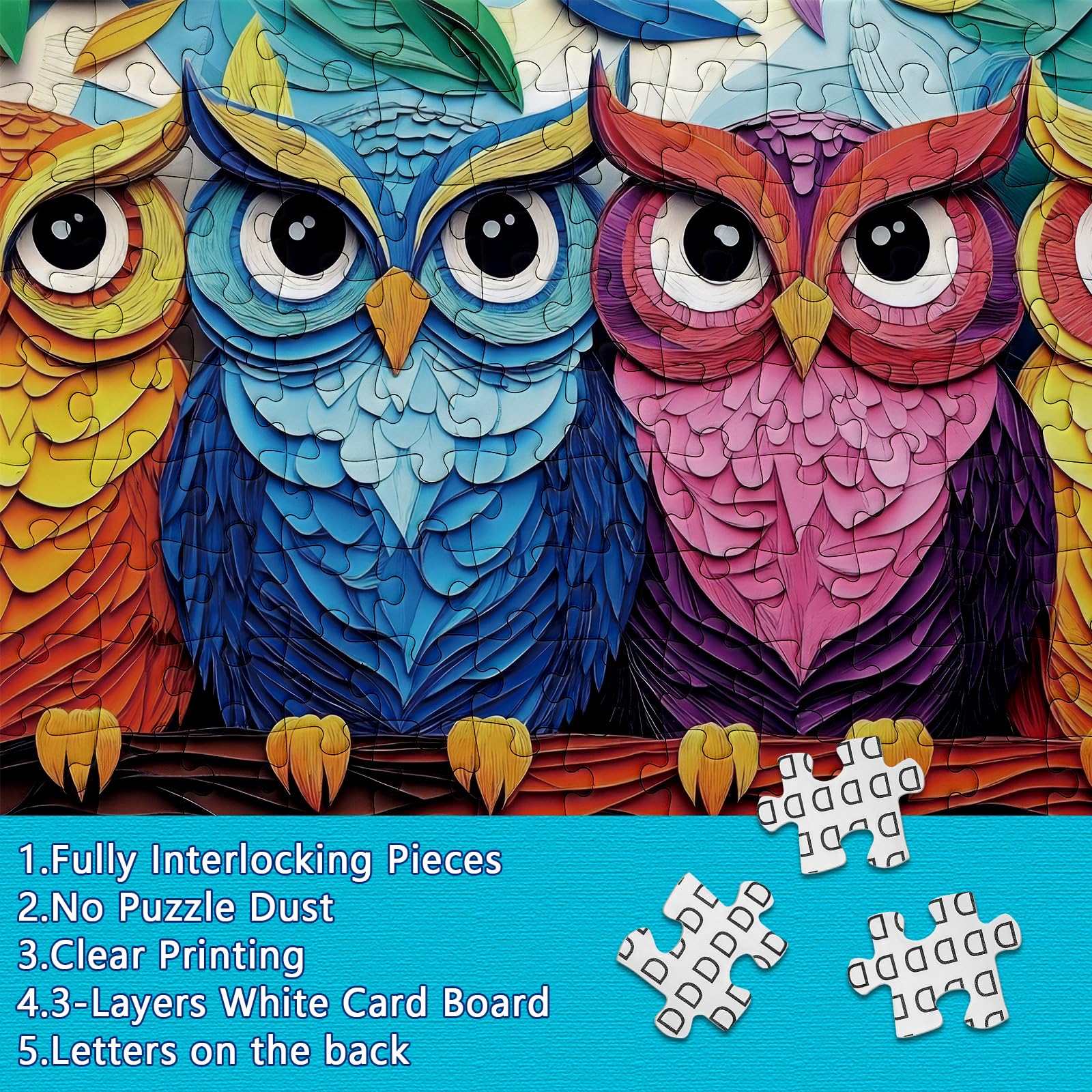 Snapklik.com : BUHAH Colorful Owl Puzzles For Adults 1000 Pieces 3D ...