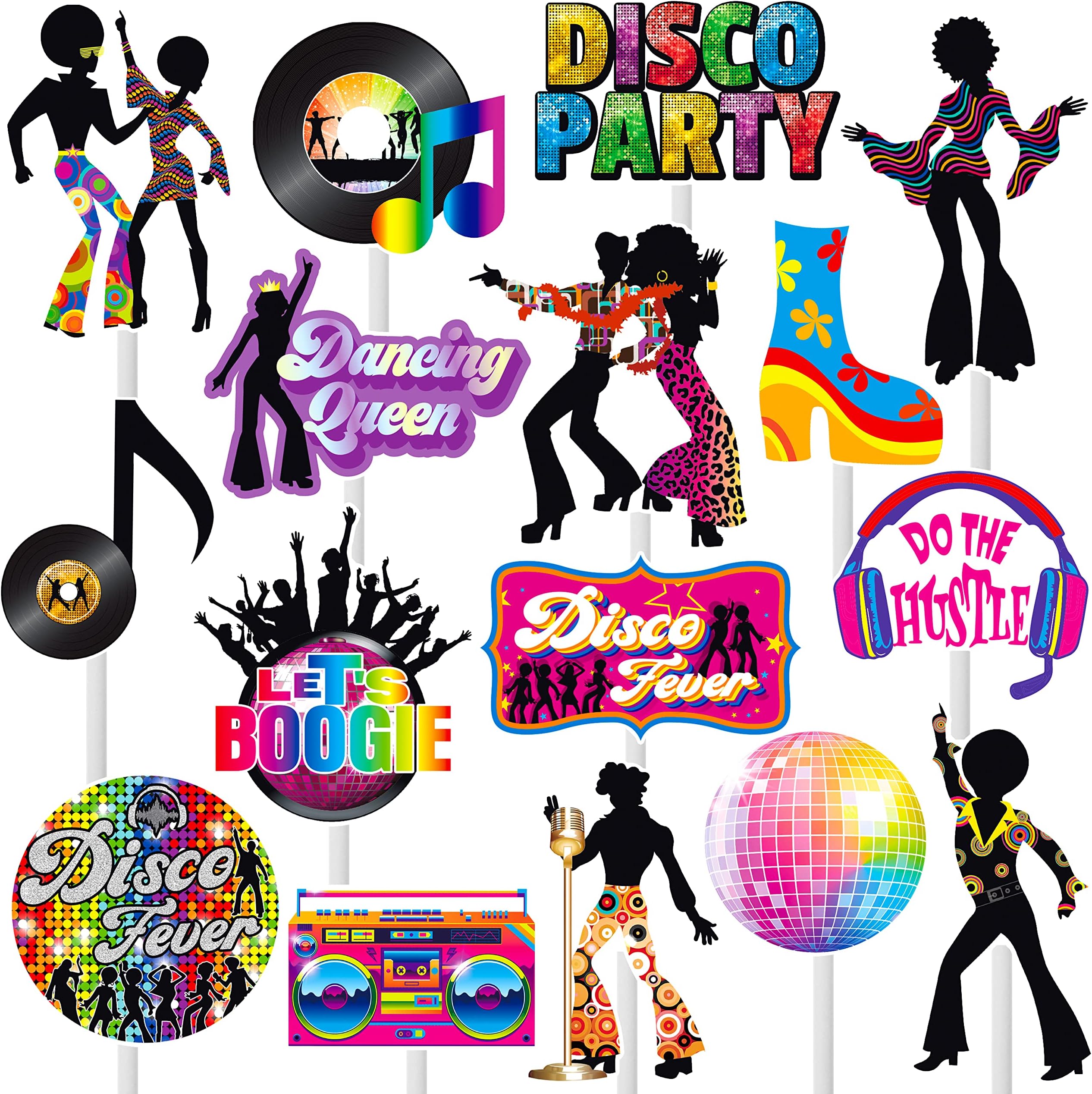 Amazon.com : Disco Dance Cake Topper, Black Glitter Disco Party ...